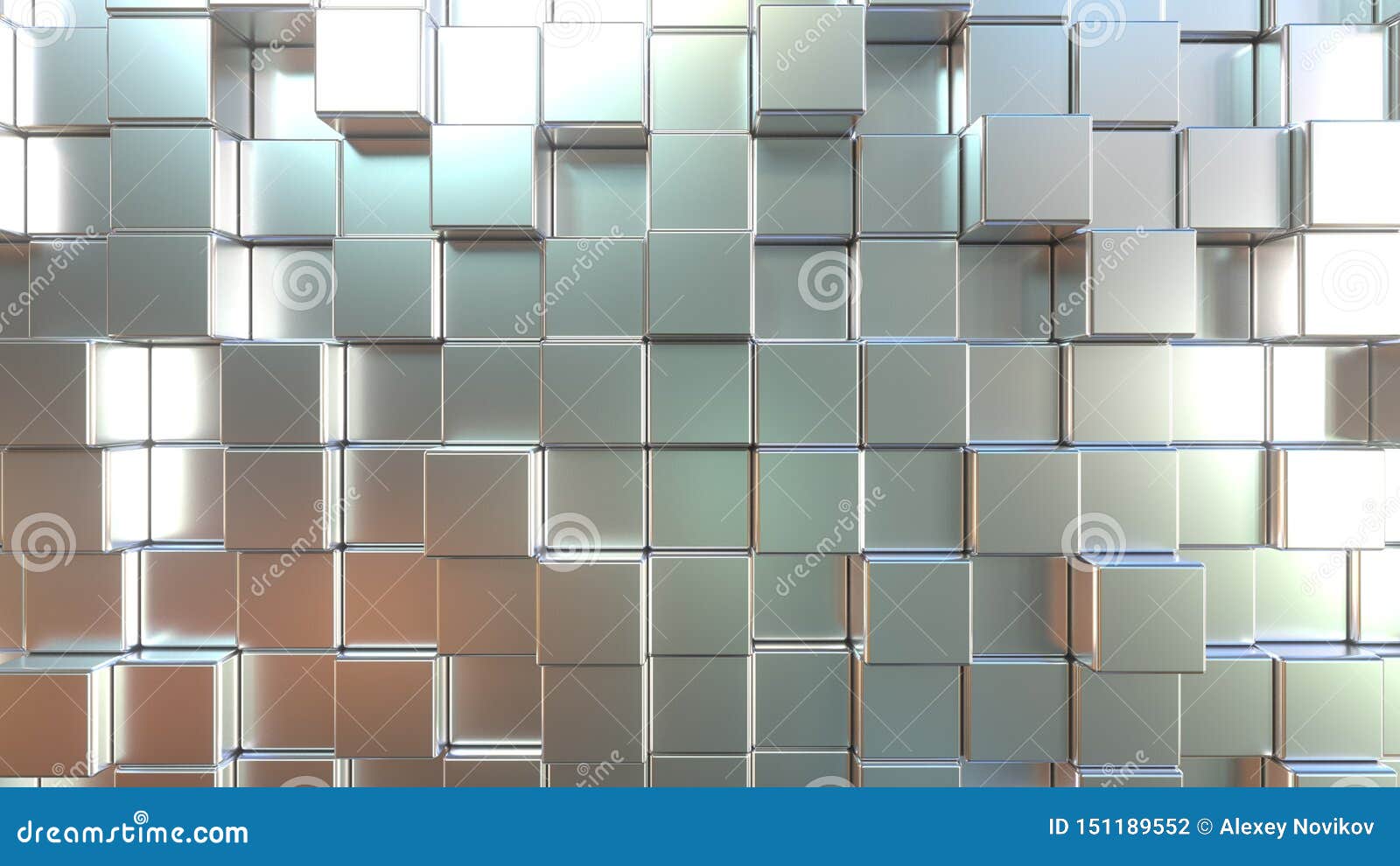 Matte Metal Square Blocks. Abstract 3D Rendering Stock Illustration ...