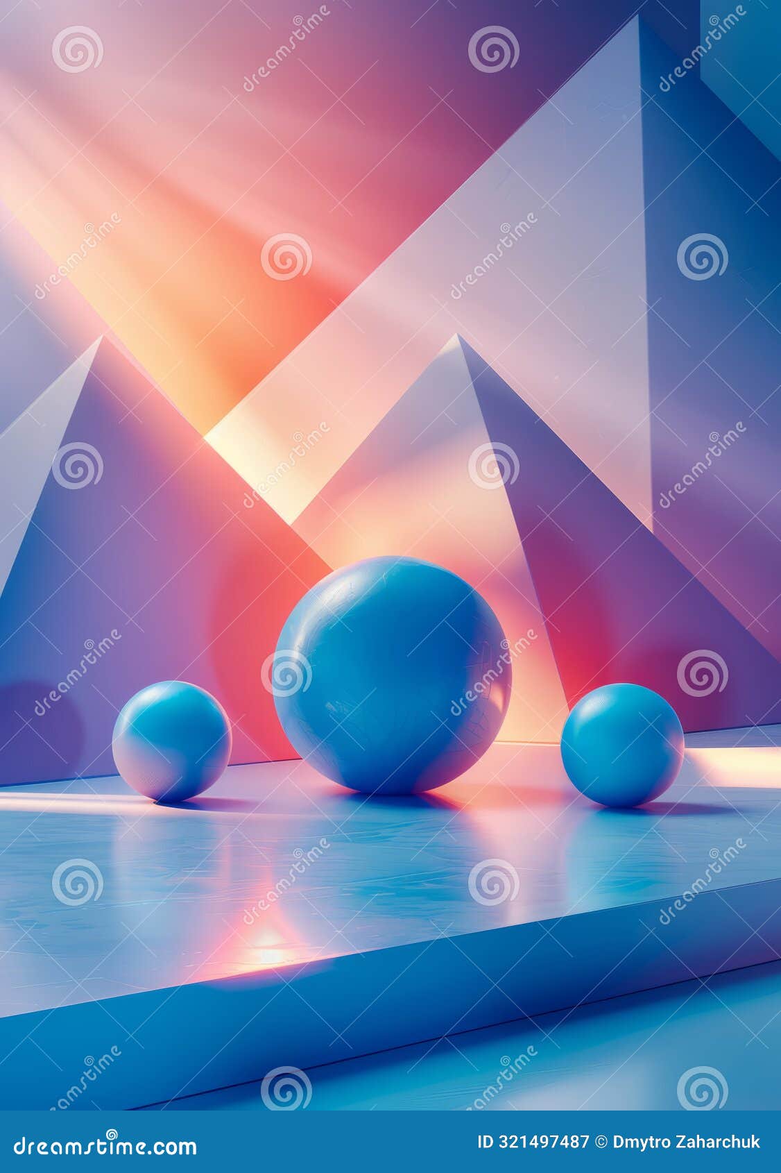 Matte Pyramids And Spheres With Subtle Texture, Arranged In A ...