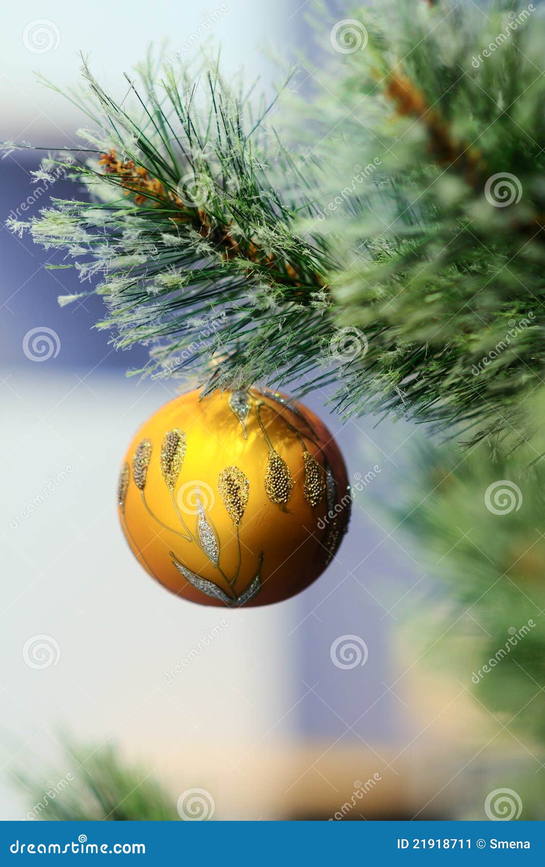 Matte Yellow Christmas Ball Stock Image - Image of holiday, decoration ...