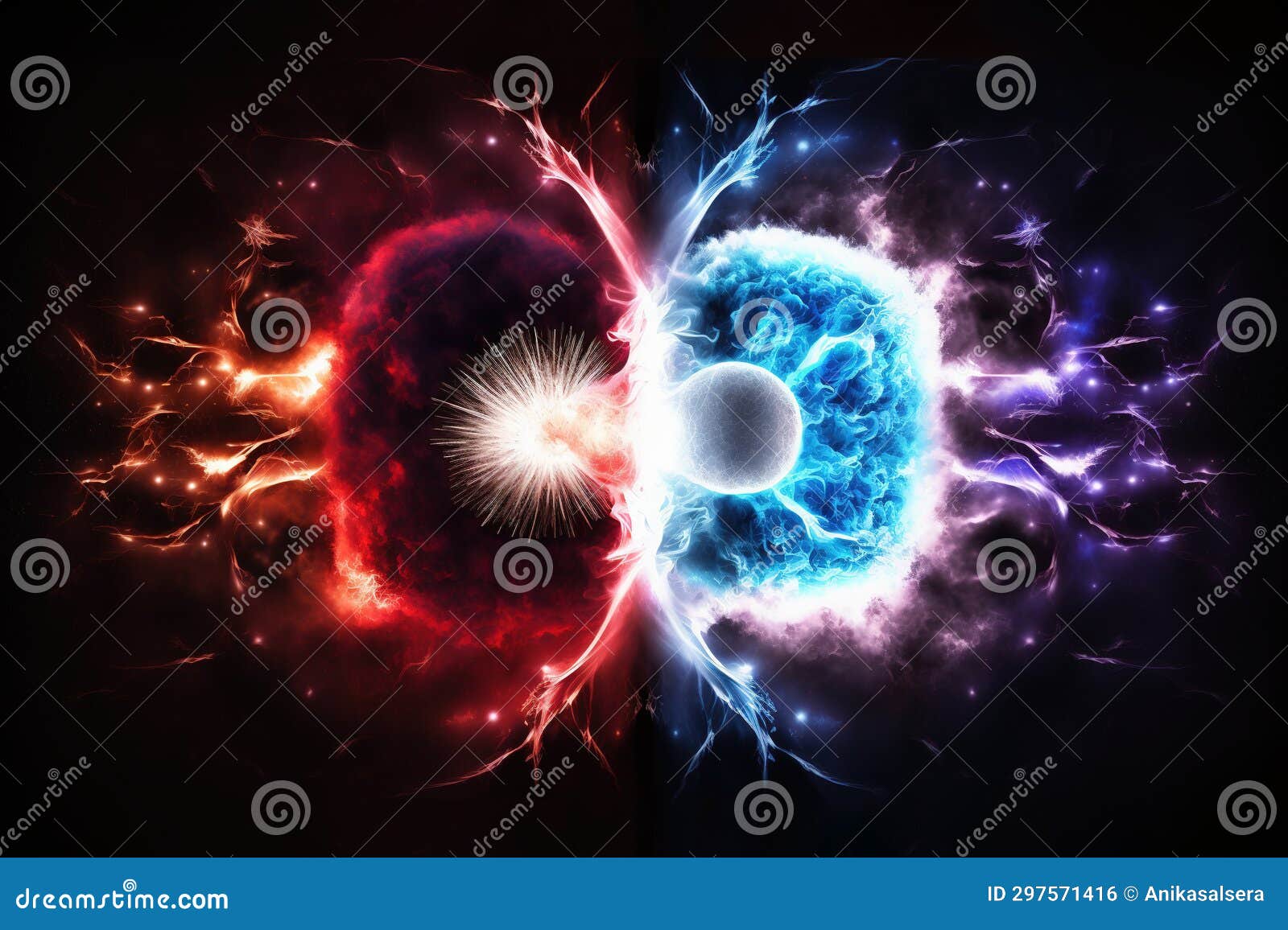 Matter and Antimatter Colliding and Exploding, Artist S Representation ...