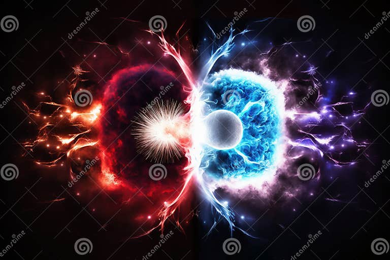 Matter and Antimatter Colliding and Exploding, Artist S Representation ...