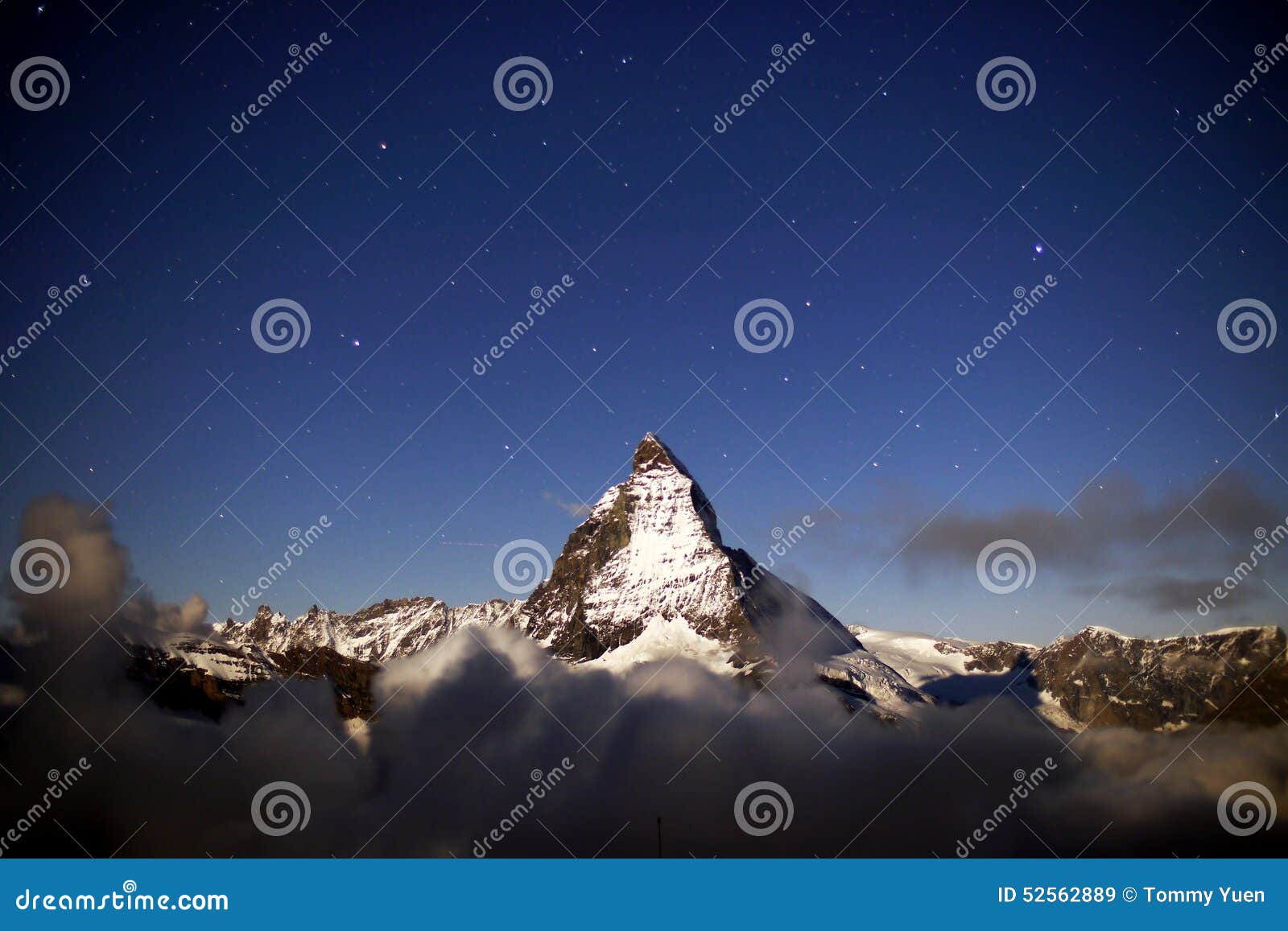 Matterhorn Bathed in Moonlight Stock Image - Image of moonlight, alps ...