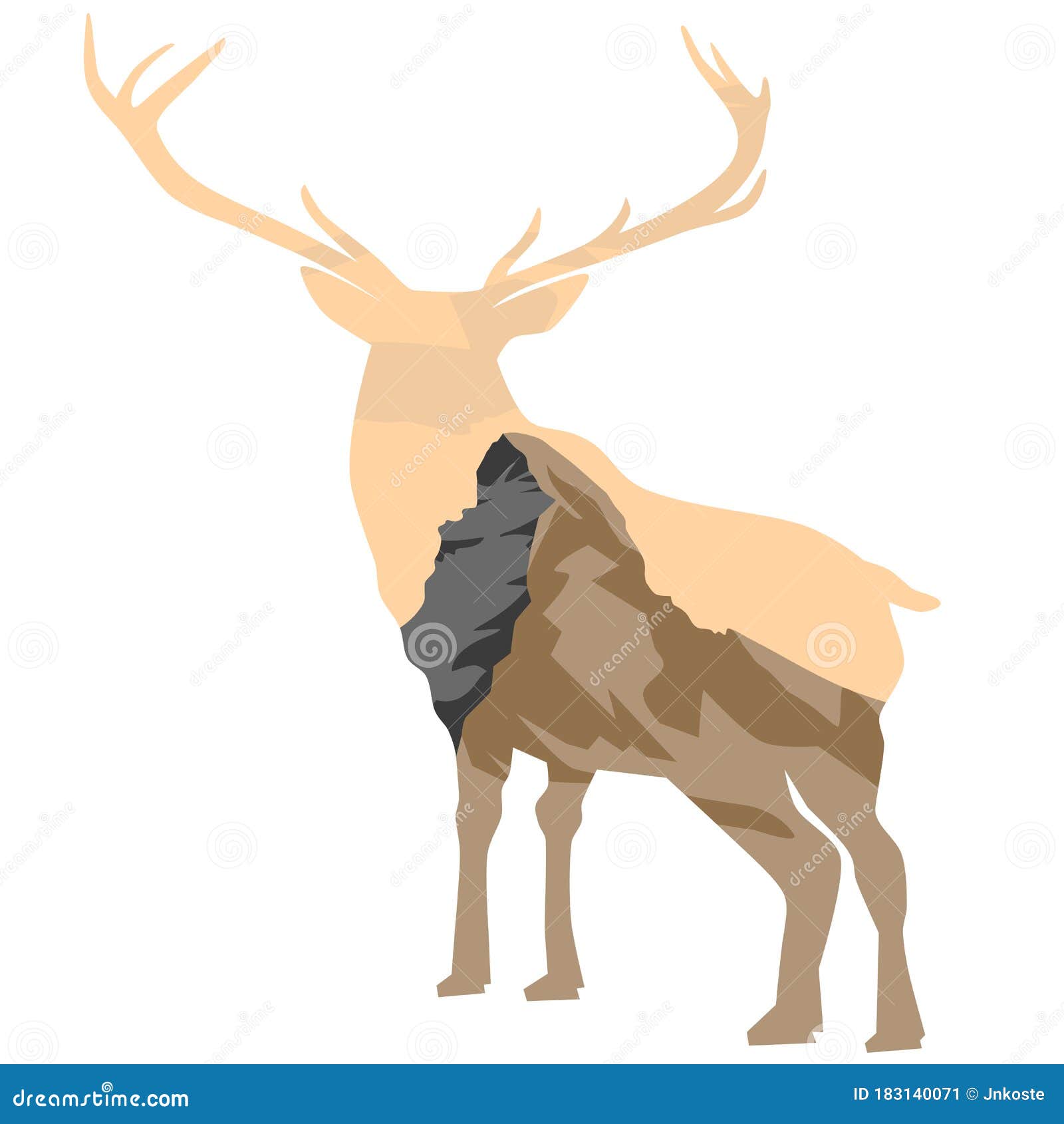 Matterhorn in a Deer-shaped Frame Vector Illustration Stock Vector ...