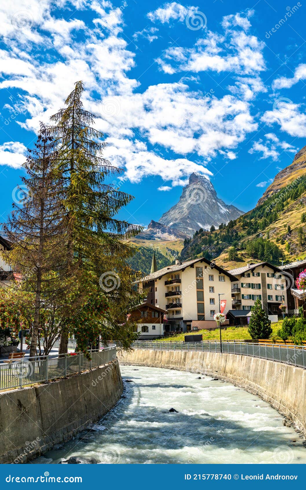 The Matterhorn and the Gornera River at Zermatt in Switzerland Stock ...