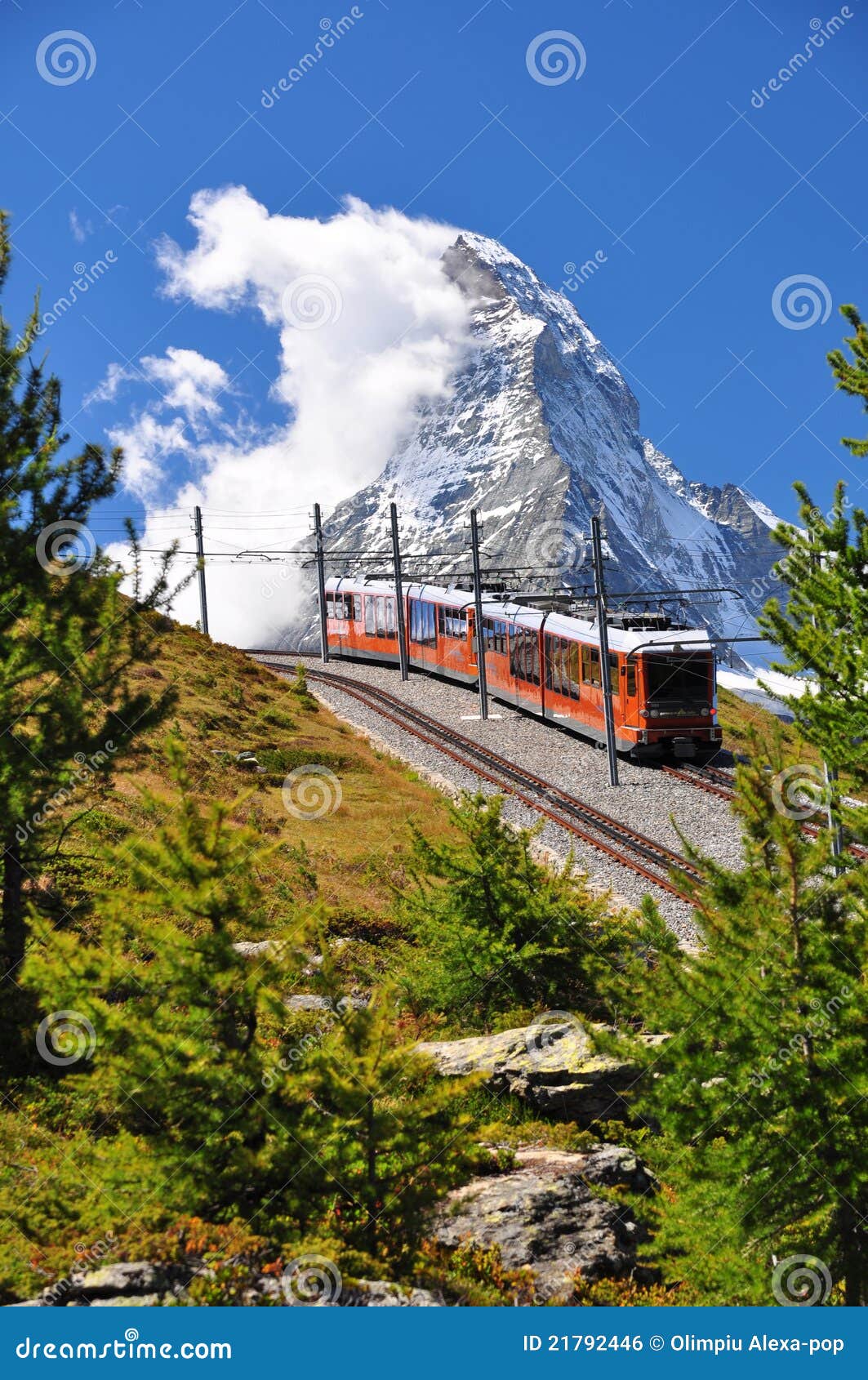 Matterhorn with Railroad and Train Stock Photo - Image of scenery ...