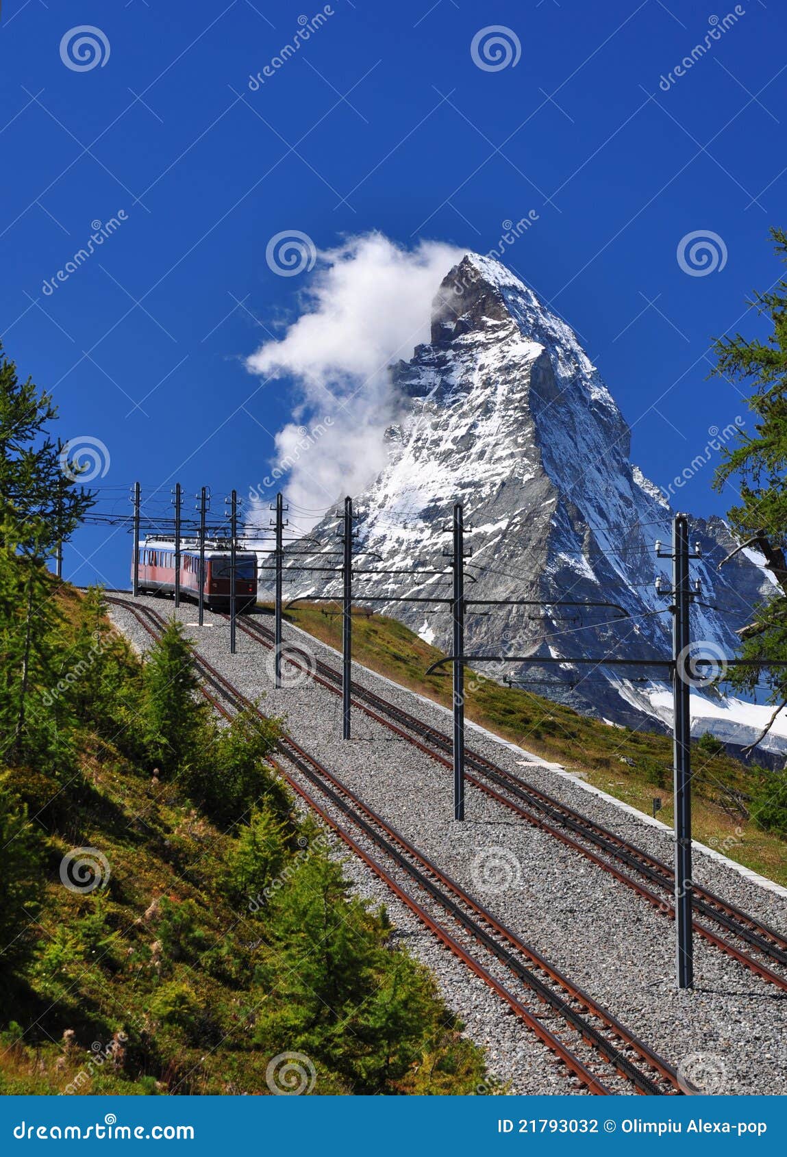 Matterhorn with Railroad and Train Stock Photo - Image of tour, glacier ...