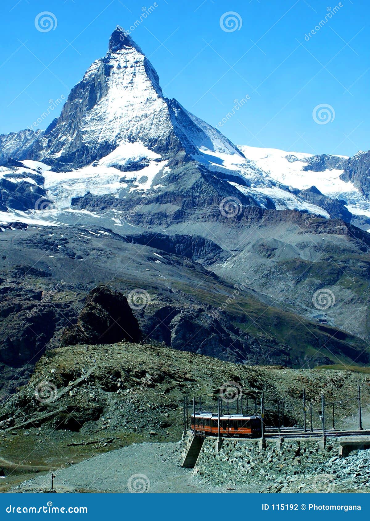 Matterhorn with train stock photo. Image of pyramids, alpine - 115192