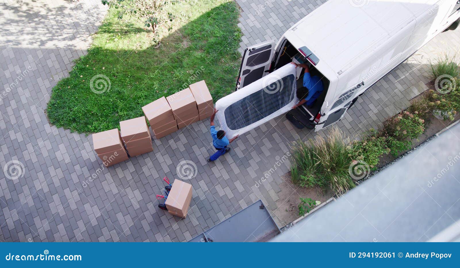Mattress Delivery Truck. Movers Transporting Stock Image - Image of ...