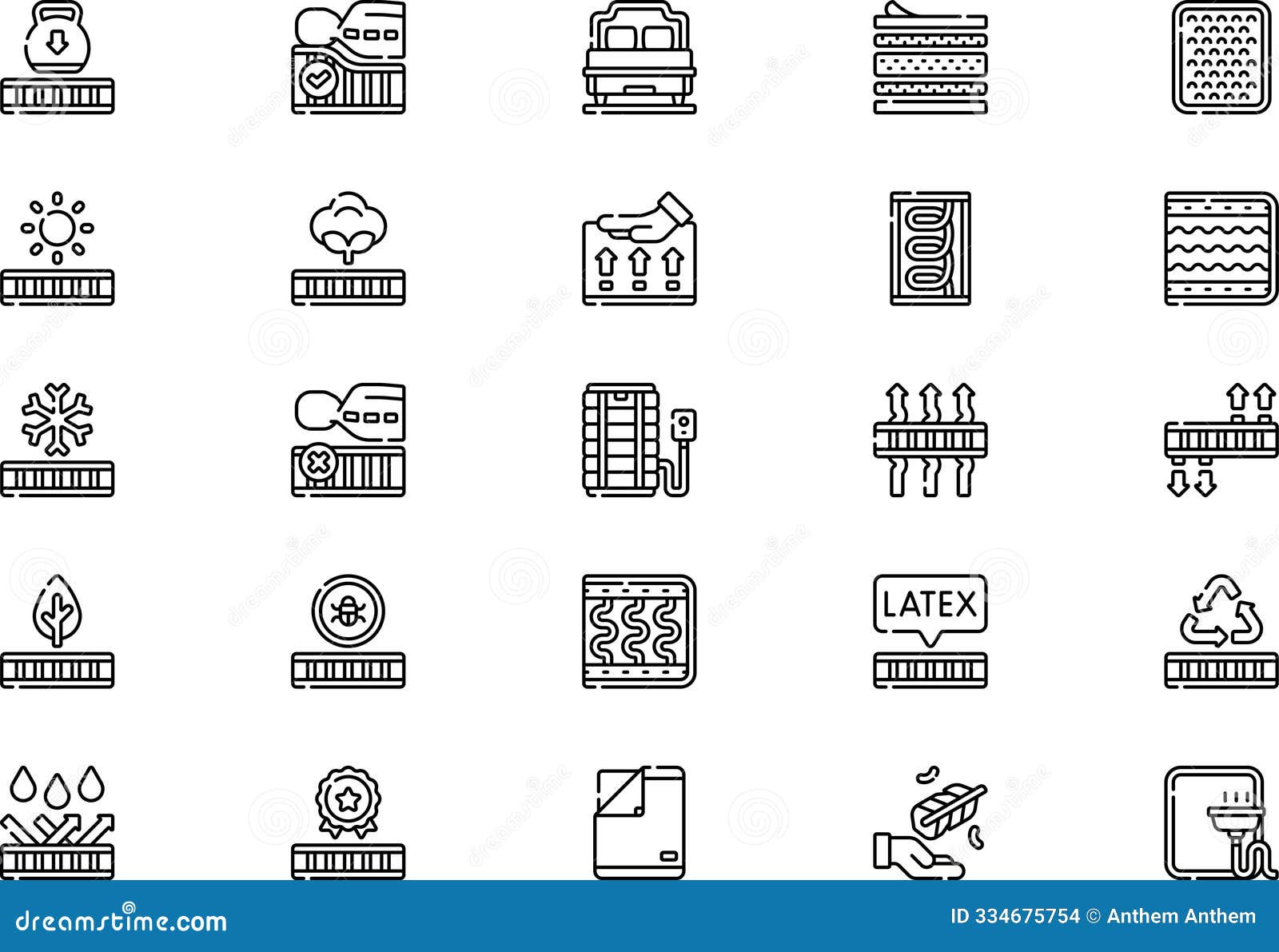 Mattress Icons Collection is a Vector Illustration with Editable Stroke ...
