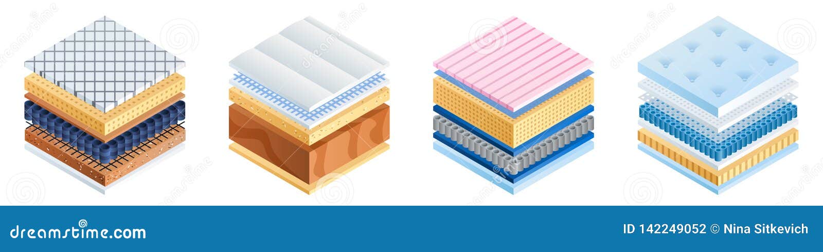 Mattress Icons Set, Isometric Style Stock Vector - Illustration of ...