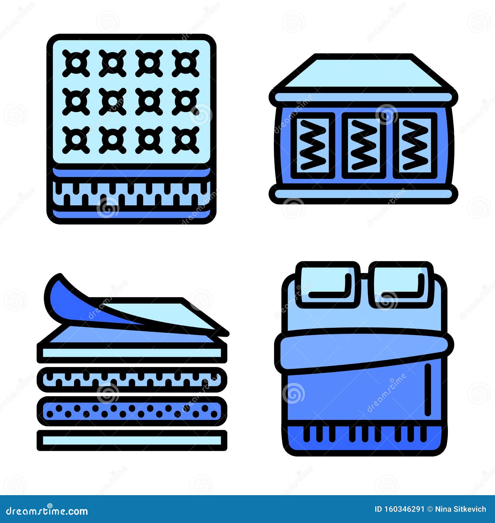 Mattress Icons Set, Outline Style Stock Vector - Illustration of black ... Mattress Icons Set, Outline Style Stock Vector - Illustration of black ...