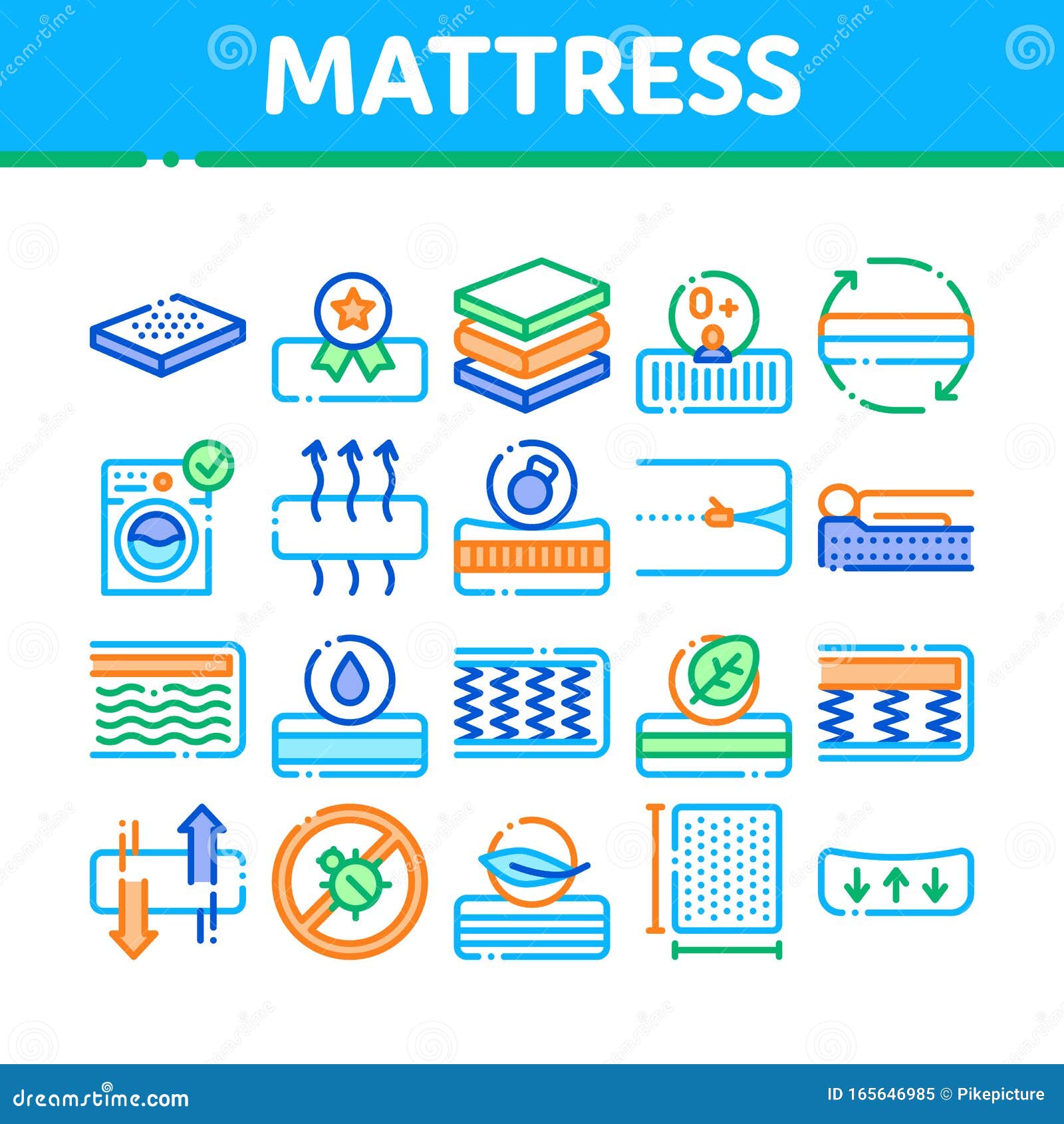 Mattress Orthopedic Collection Icons Set Vector Stock Vector ... Mattress Orthopedic Collection Icons Set Vector Stock Vector ...