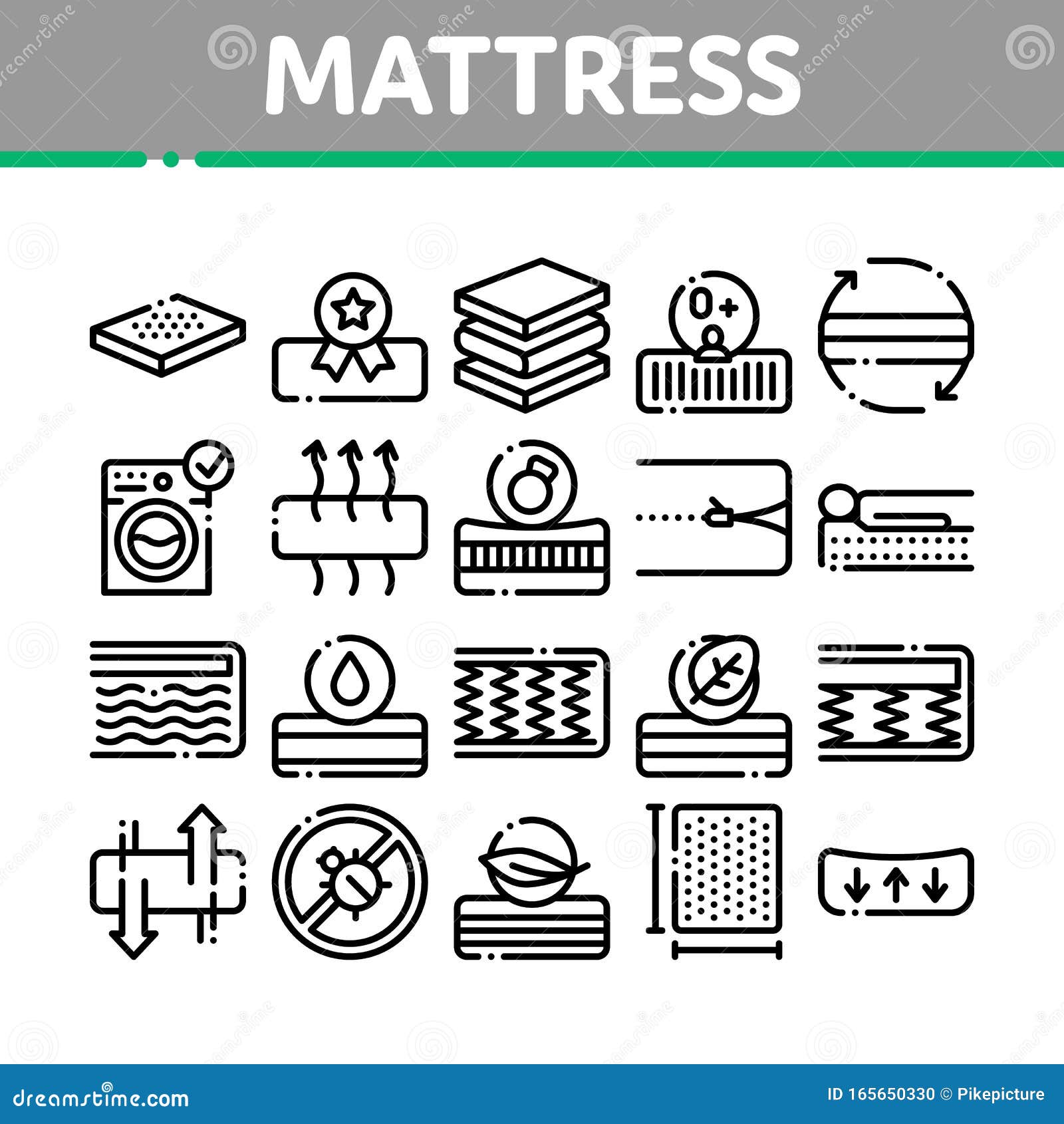 Mattress Orthopedic Collection Icons Set Vector Stock Vector ... Mattress Orthopedic Collection Icons Set Vector Stock Vector ...