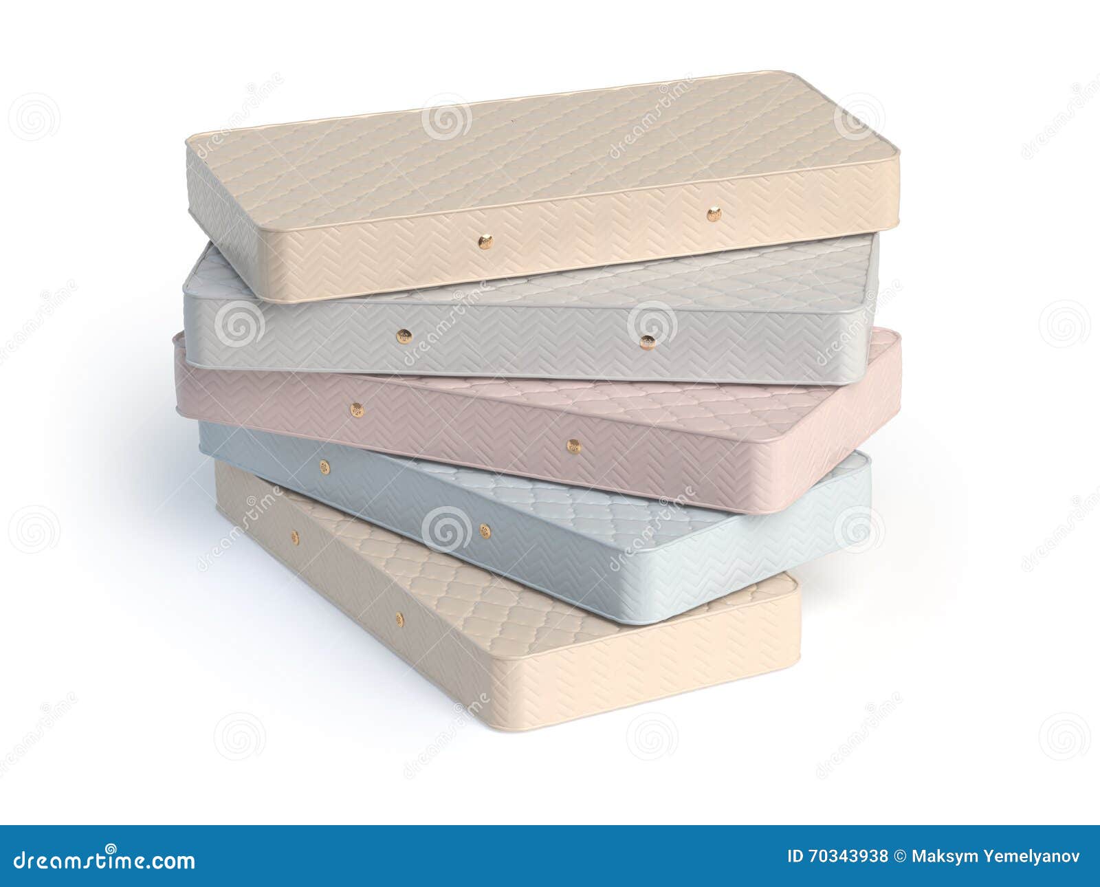 Stack Of Mattresses 3d Render On Blue Background Royalty-Free Stock ...