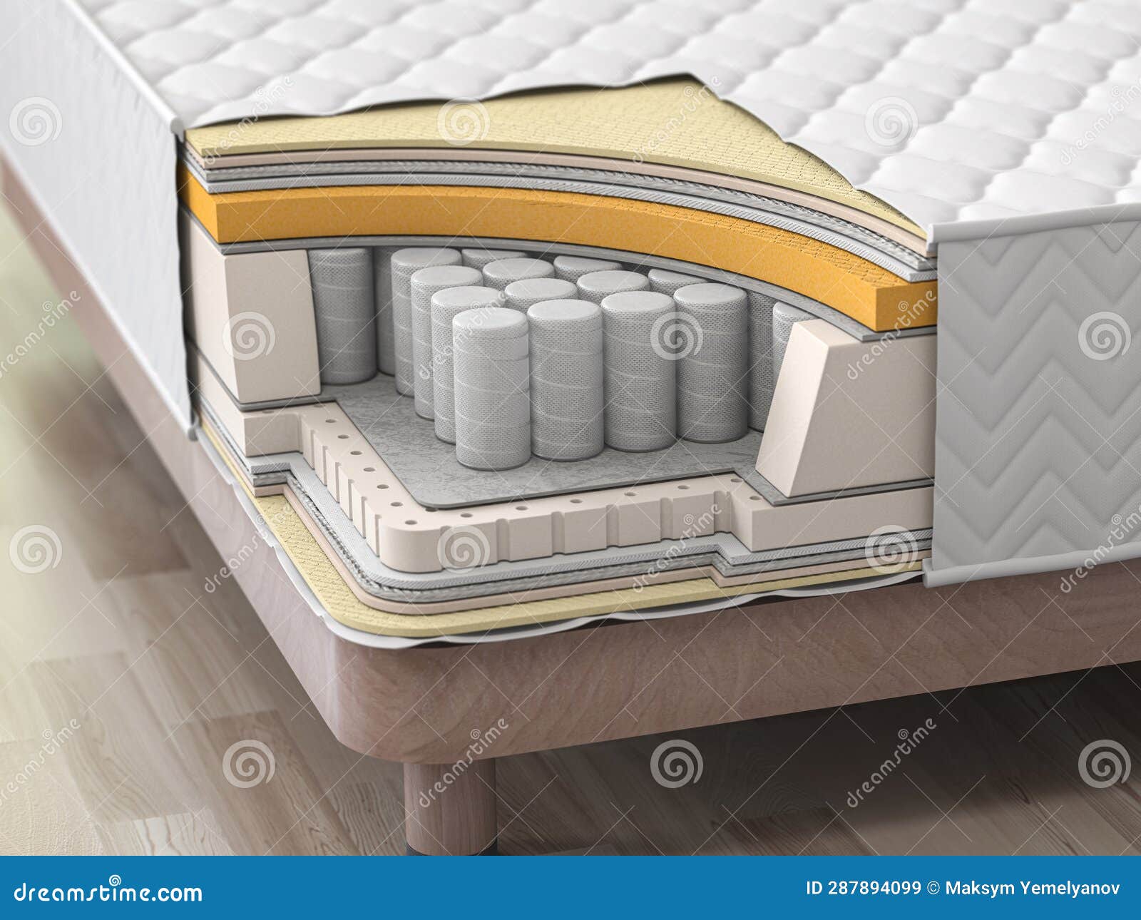 Matttress Cross Section. Structure of Layers of Mattress Stock ...