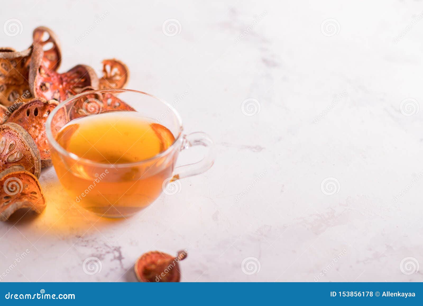 Matum Thai Tea. Bael Fruit Tea and Slices of Dried Bael Fruit Stock ...