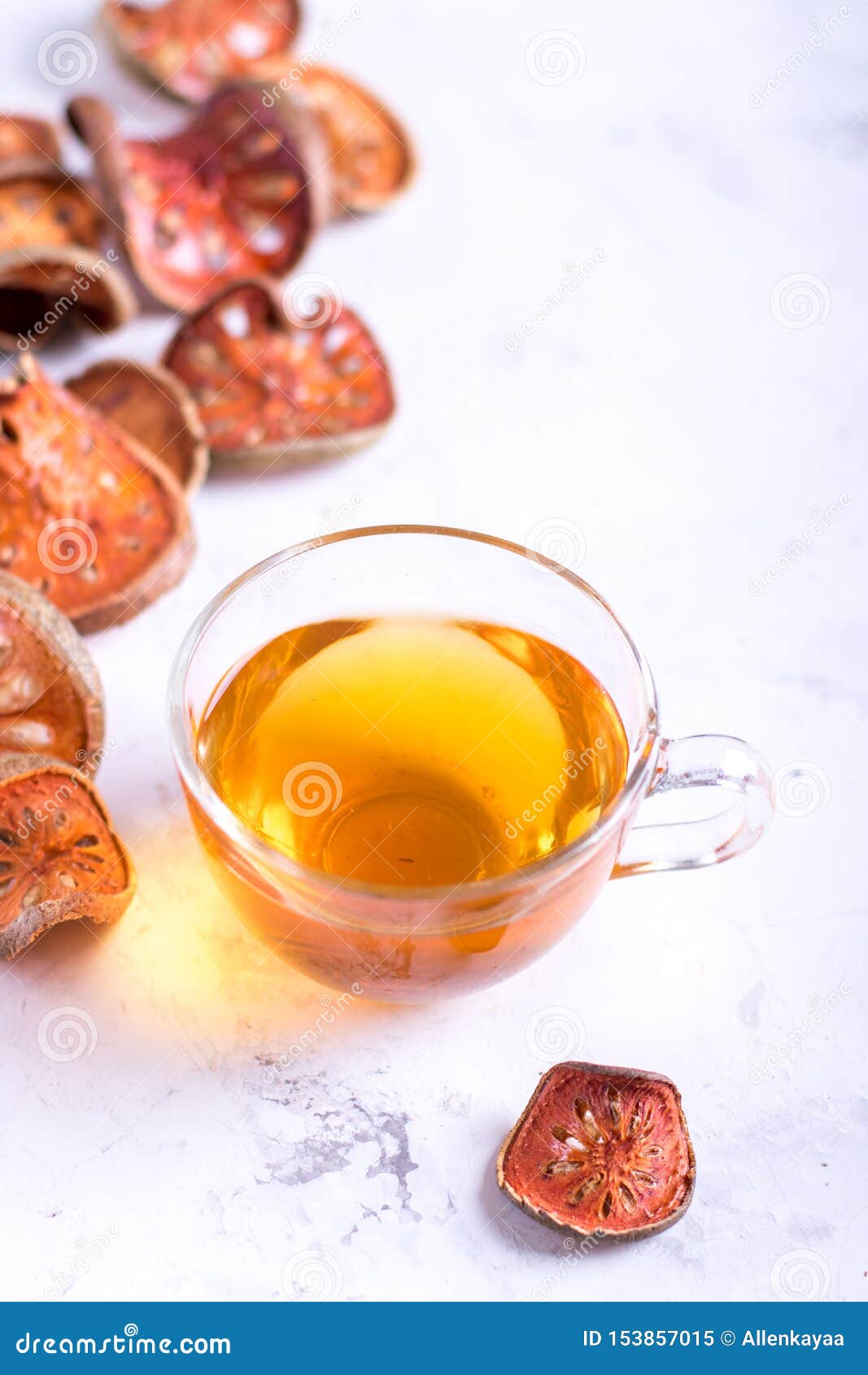 Matum Thai Tea. Bael Fruit Tea and Slices of Dried Bael Fruit Stock ...