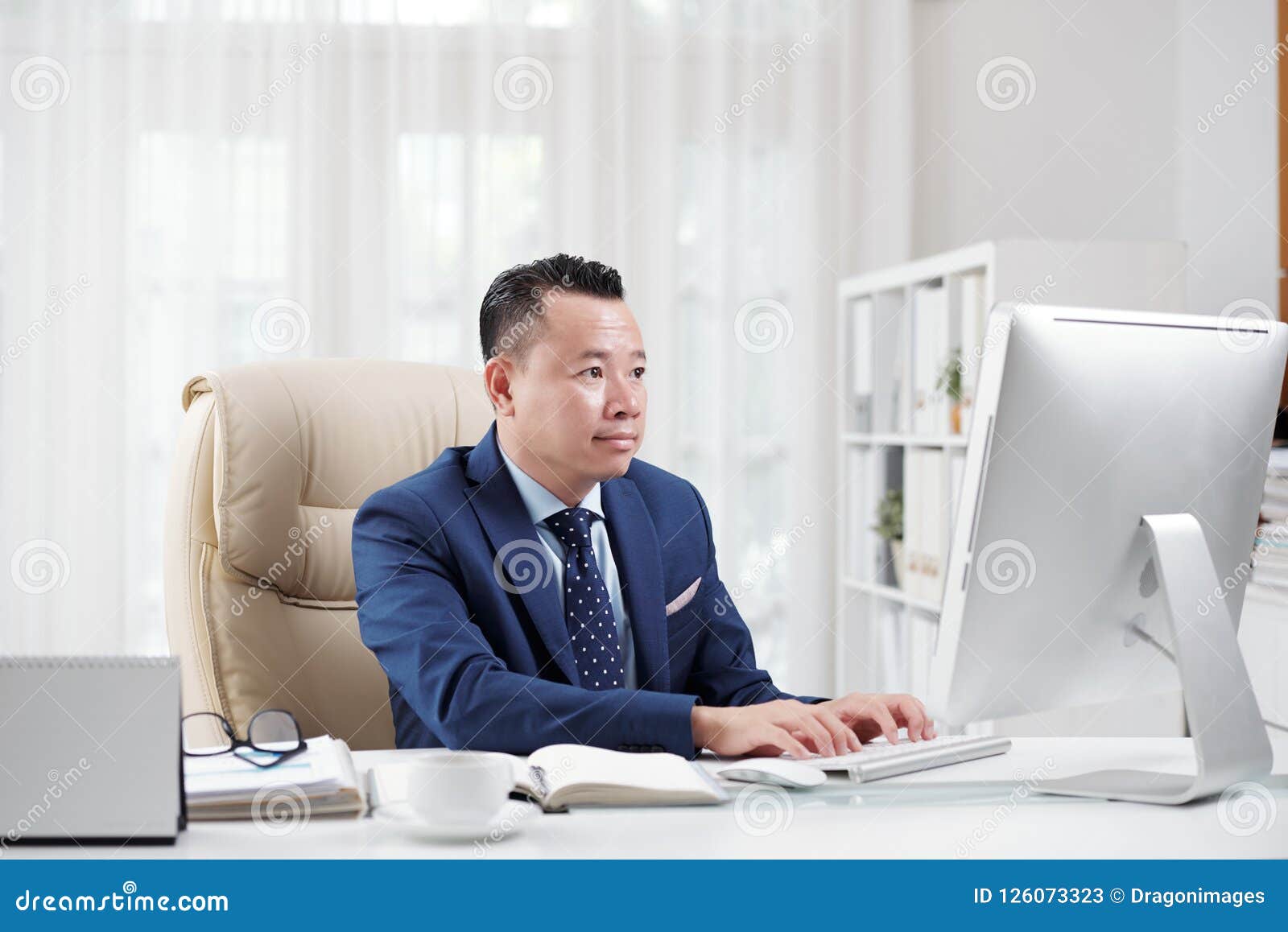 Businessman Working on Computer Stock Image - Image of entrepreneur ...