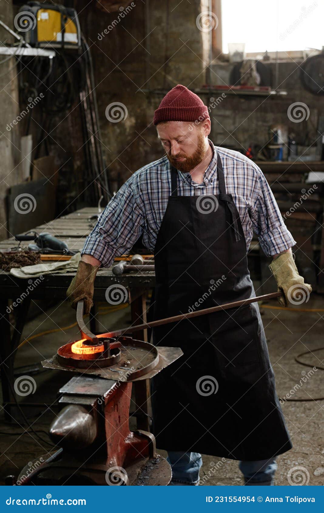Blacksmith Working with Iron Stock Photo - Image of industry ...