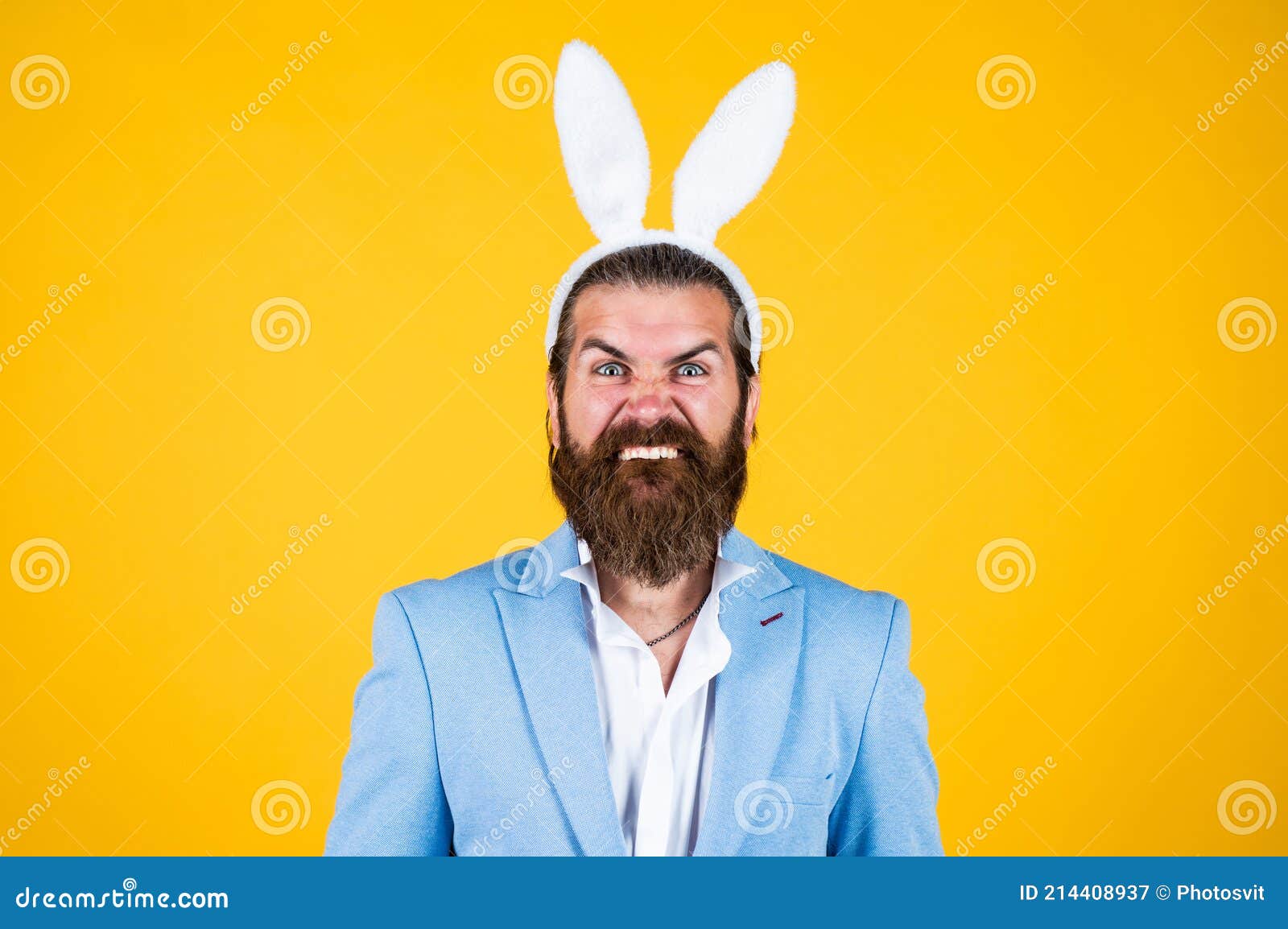 Mature Bearded Male Guy Looking Elegant Wearing Bunny Ears, Easter ...