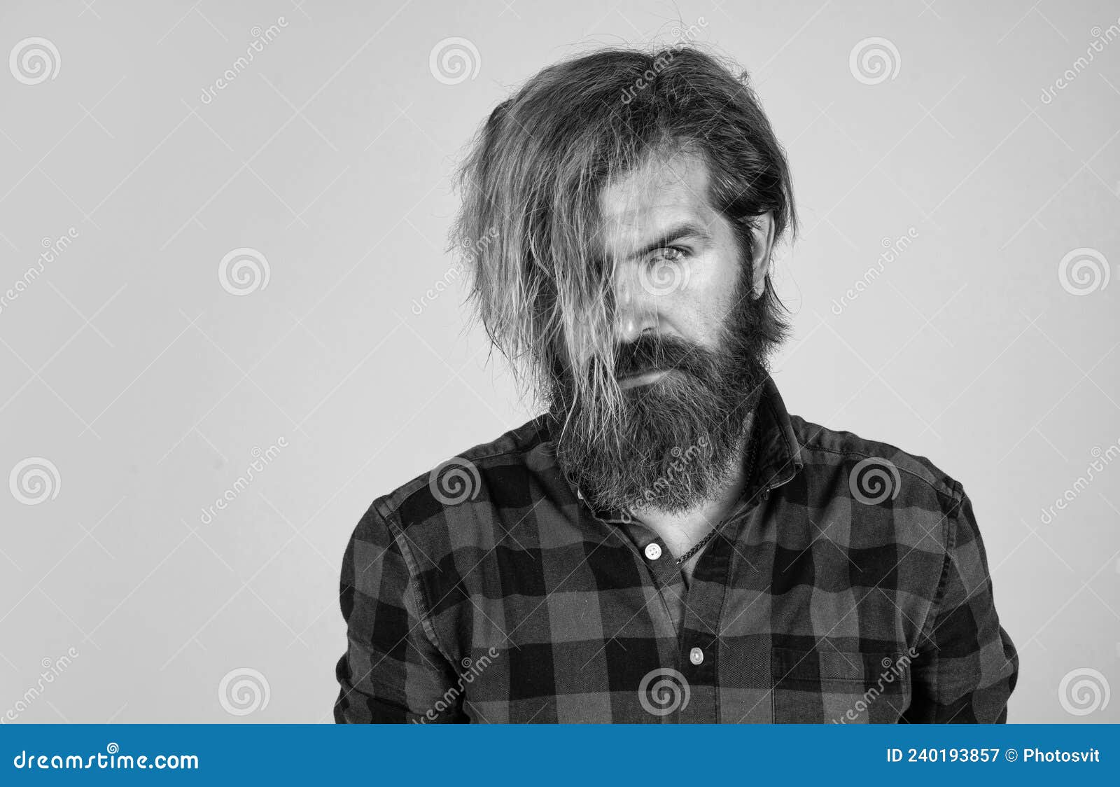 Mature Bearded Man Looking Casual Trendy Male Beauty Stock Image