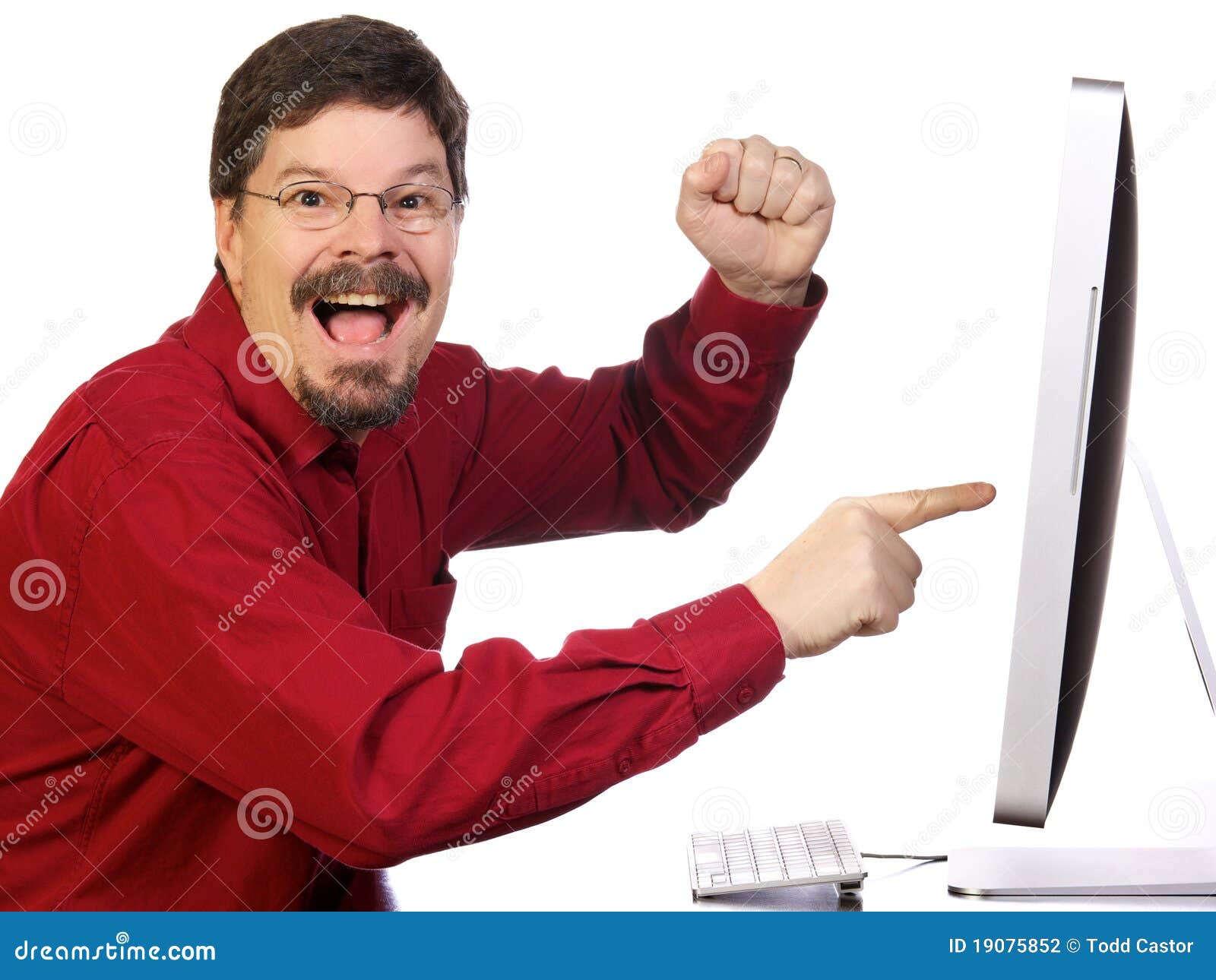 Mature Business Man Pointing at Computer Stock Photo - Image of facial ...