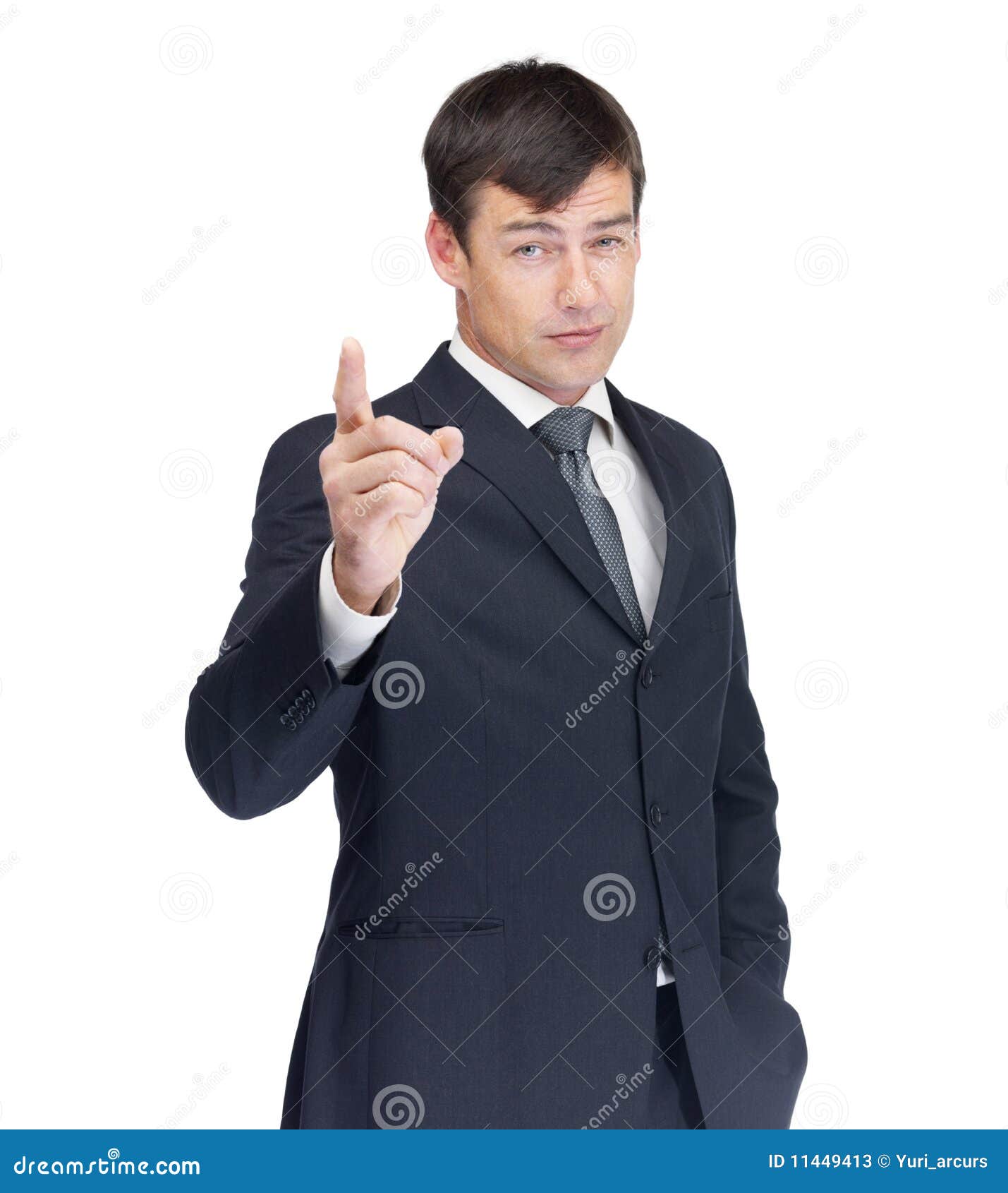 Mature Business Man Raising a Finger Stock Image - Image of black ...