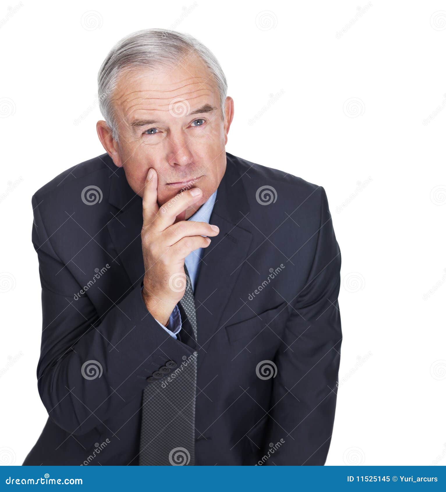 Mature Business Man Thinking Deeply Over White Stock Image - Image of ...