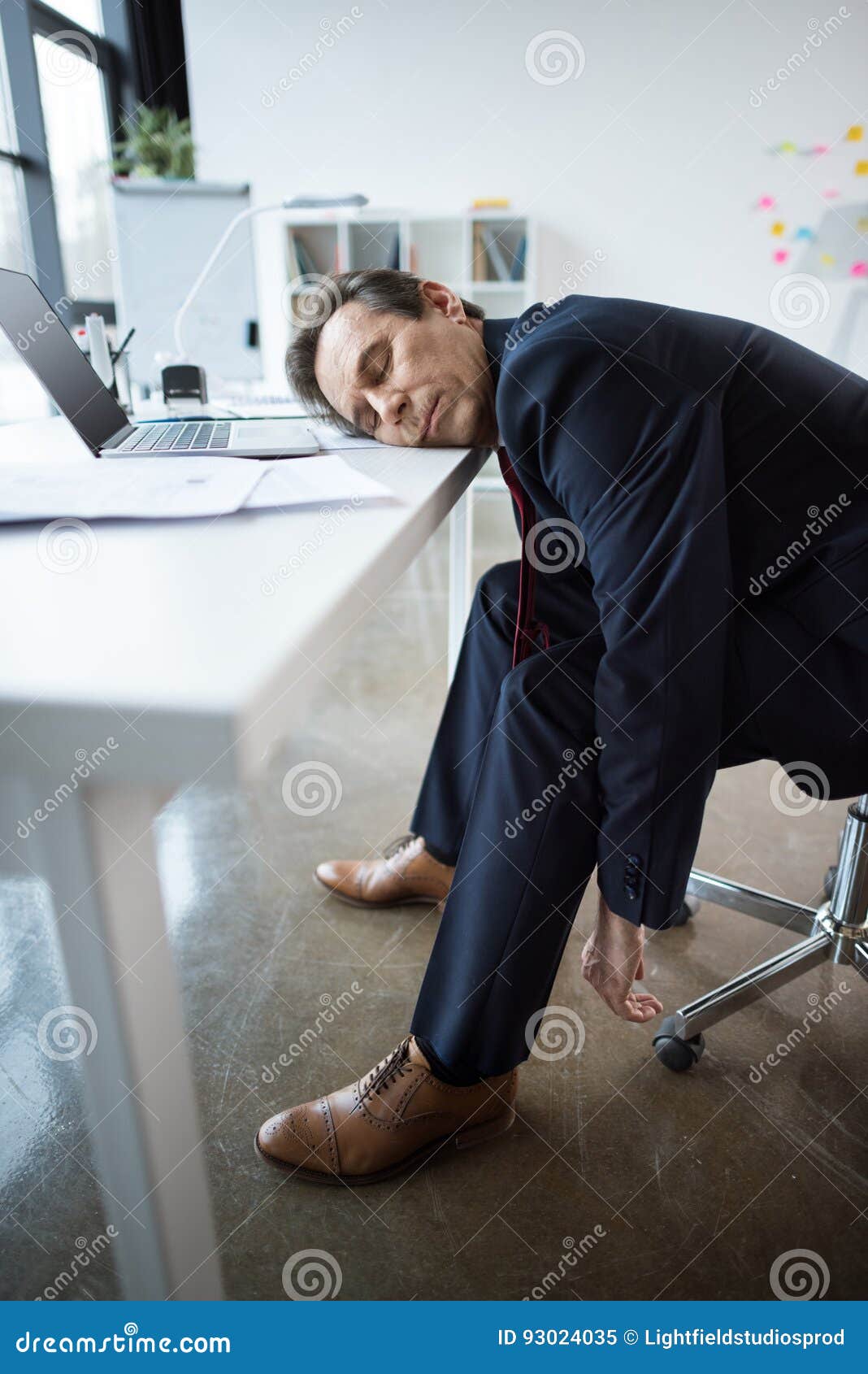 Mature Businessman at Workplace Stock Image - Image of executive, sleep ...