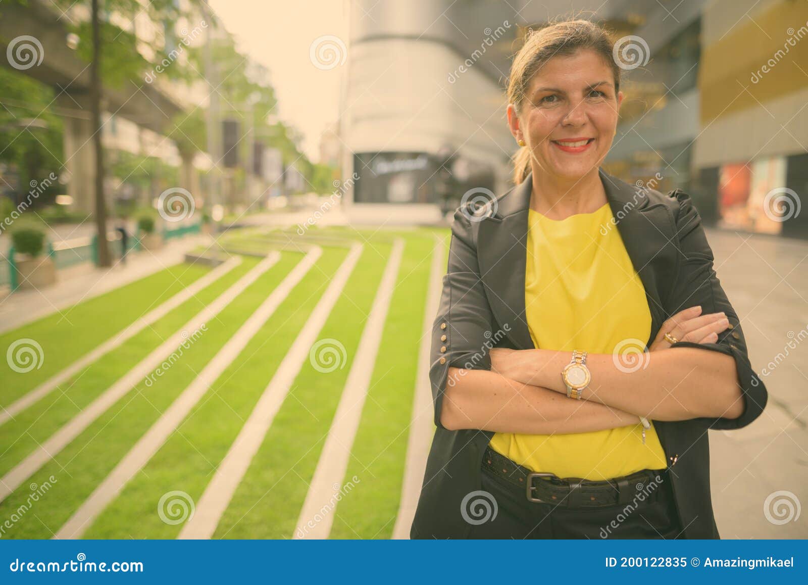 Mature Businesswoman Exploring The City Of Bangkok Thailand Stock