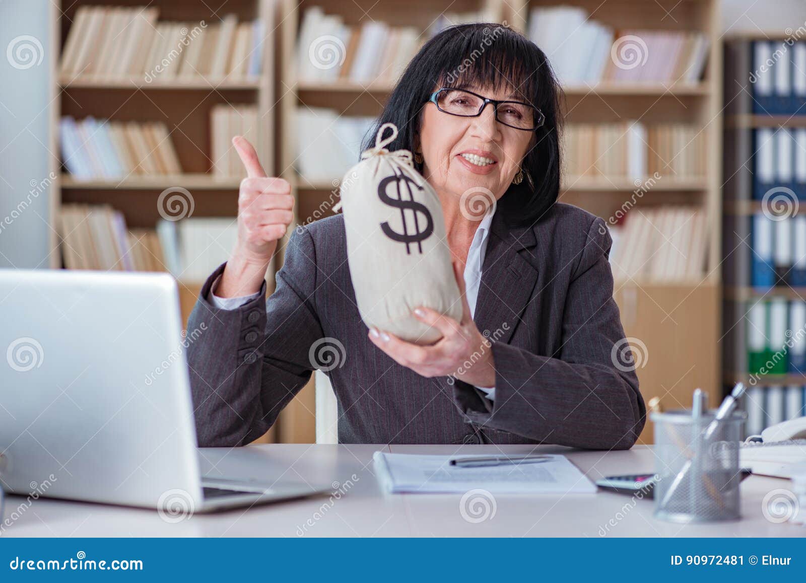 The Mature Businesswoman Working in the Office Stock Image - Image of ...