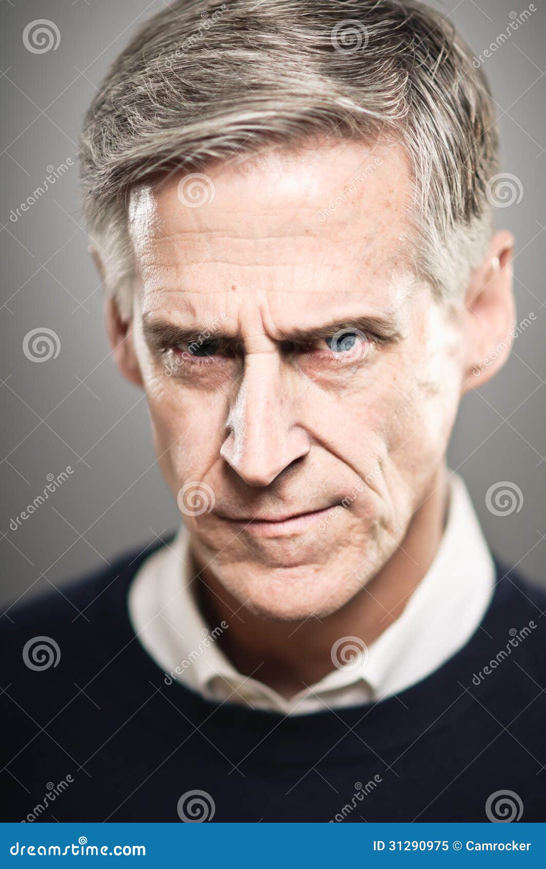 Mature Caucasian Man with an Angry Stare Stock Image - Image of clean ...