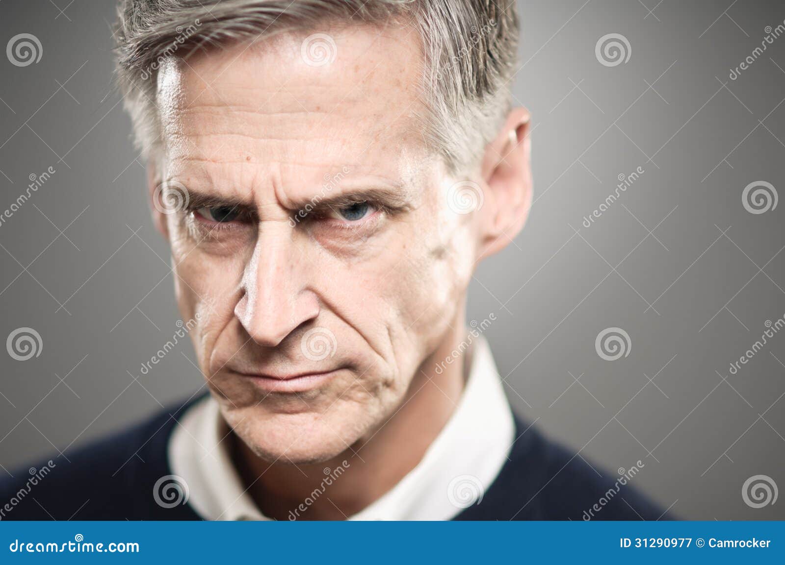 Mature Caucasian Man with an Angry Stare Stock Image - Image of quiet ...