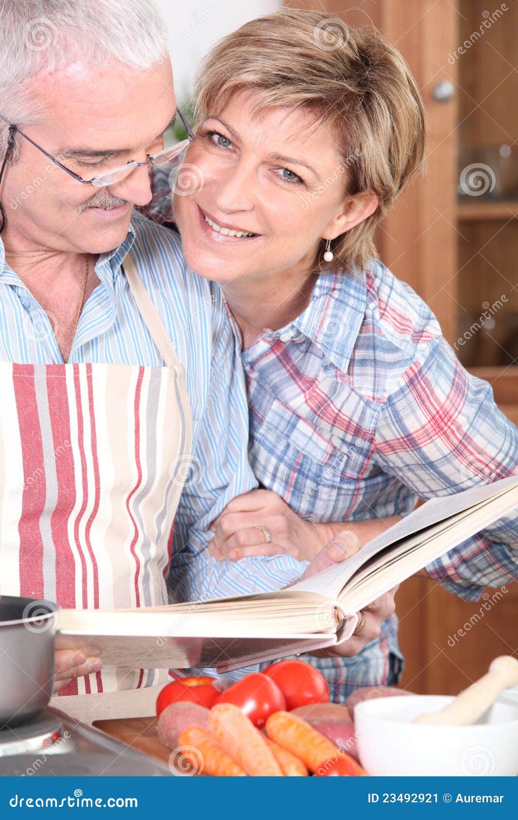 Mature Couple Cooking Together Stock Image - Image of caucasian ...