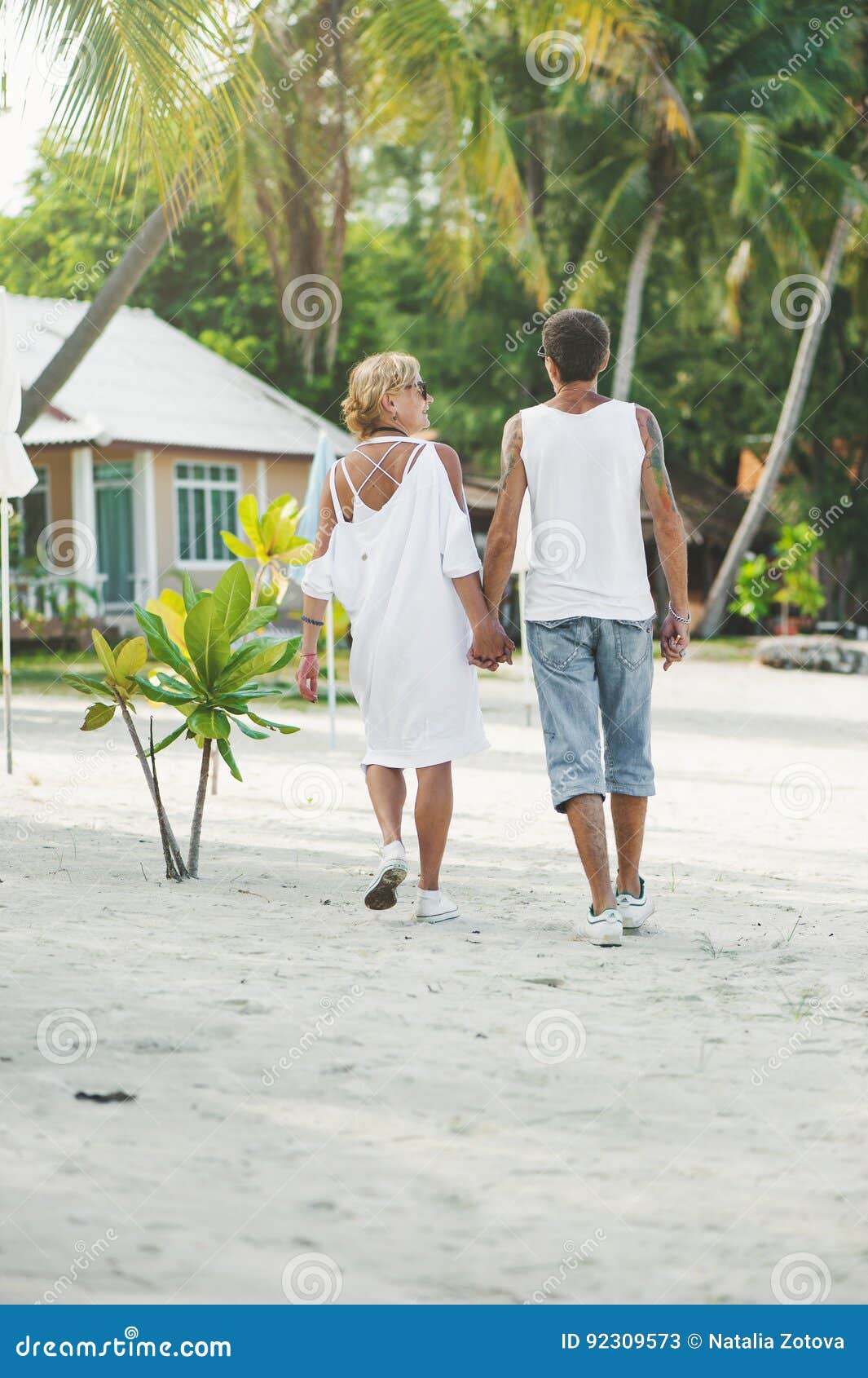 Mature Couple Hugging Walking At The Beach Stock Image Image Of