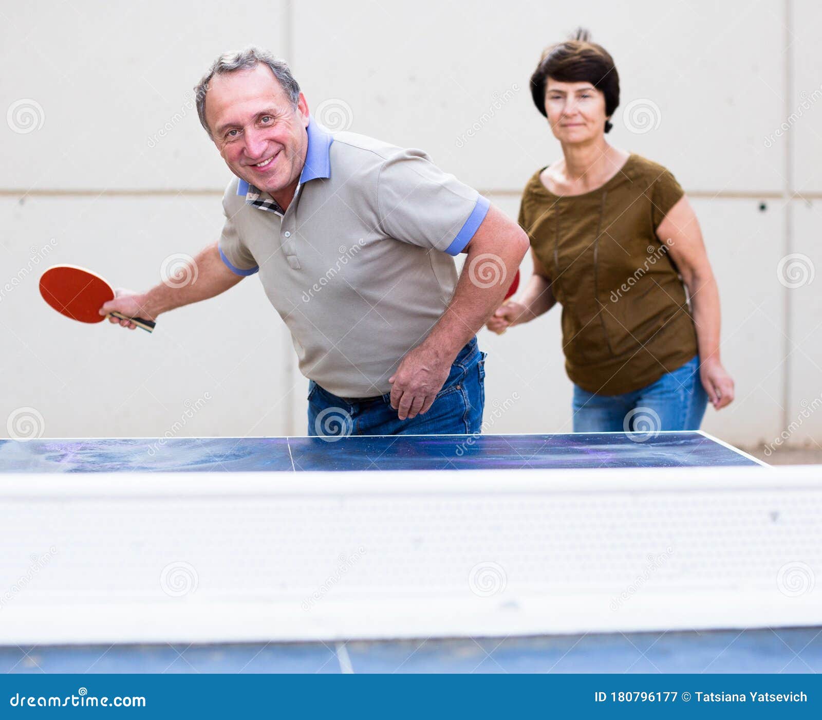 Mature Couple Playing Ping Pong Stock Image - Image of healthy ...