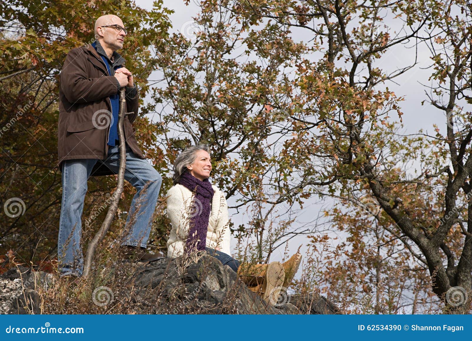 Mature Couple Resting Near Trees Stock Photo - Image of nature, leaning ...