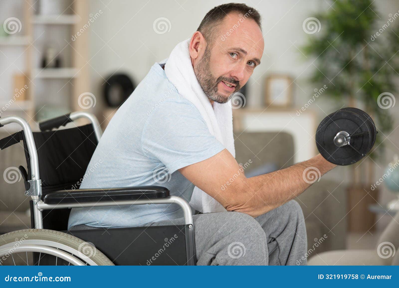 Mature Disable Man Performing Exercises Stock Photo - Image of happy ...