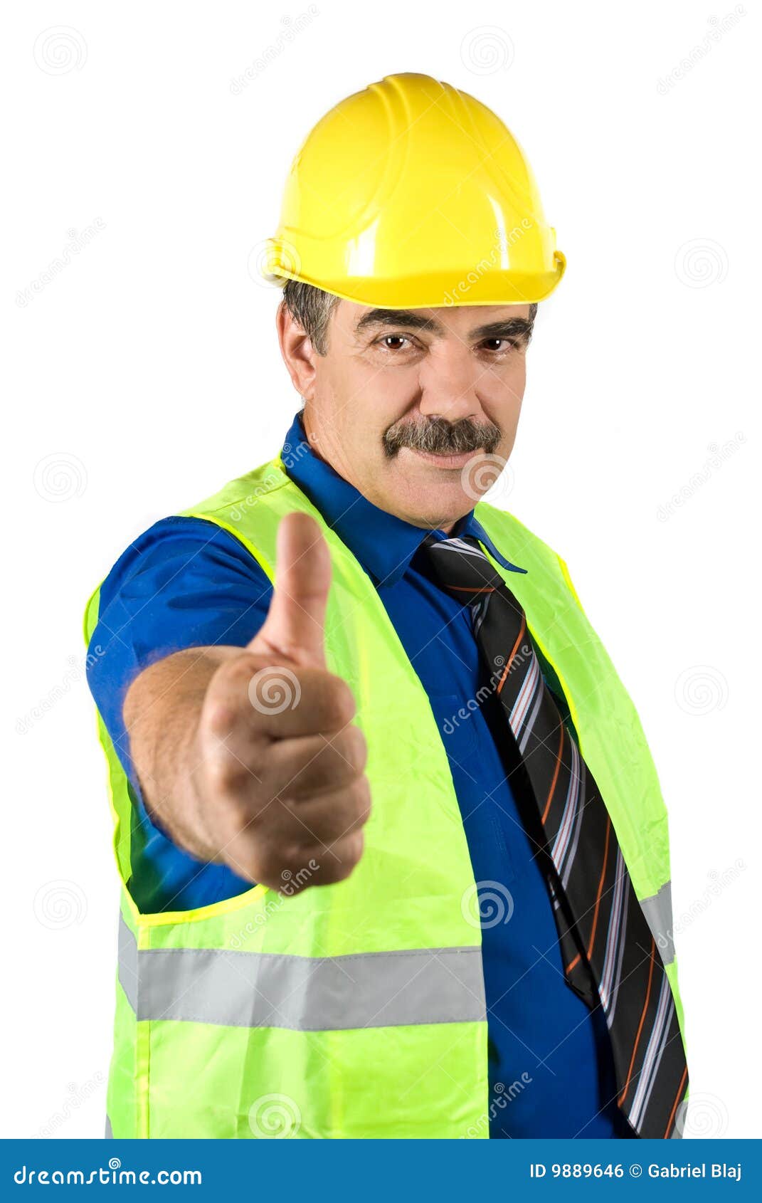 Mature Engineer Man Give Thumbs-up Stock Photo - Image of happy ...