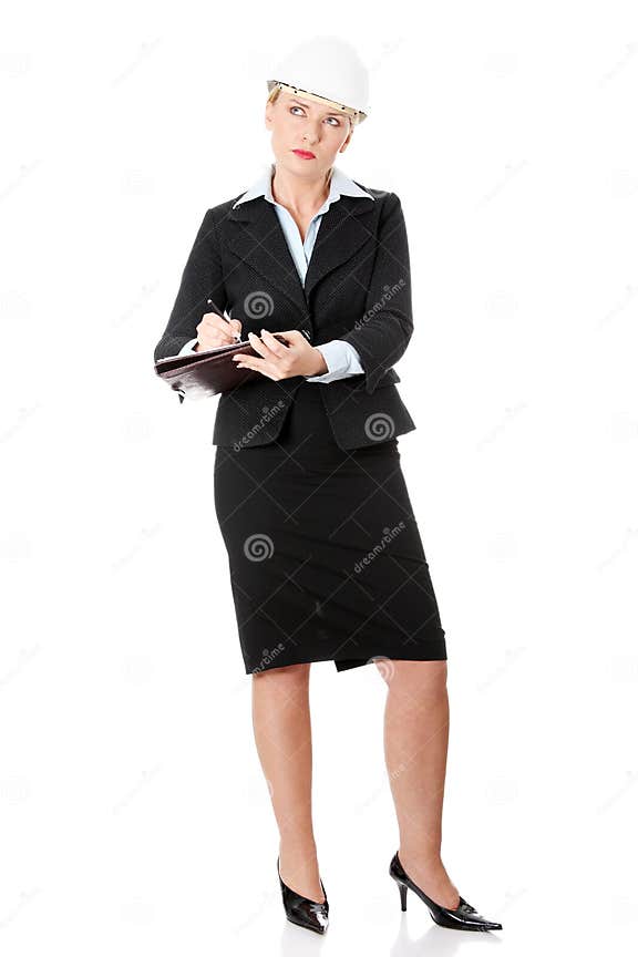 Mature engineer woman. stock image. Image of document - 19417243