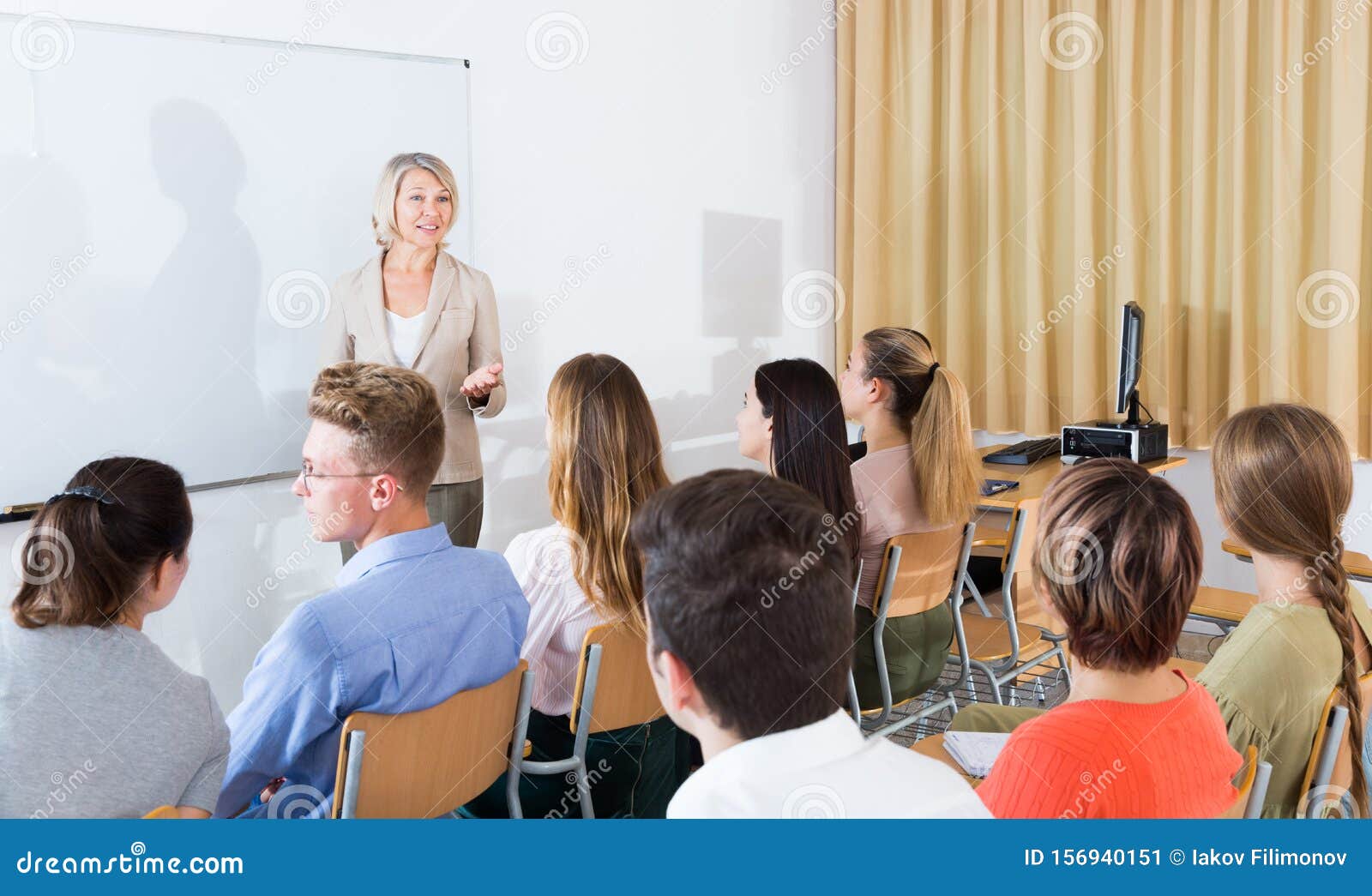 Mature Female Giving Presentation for Students Stock Image - Image of ...