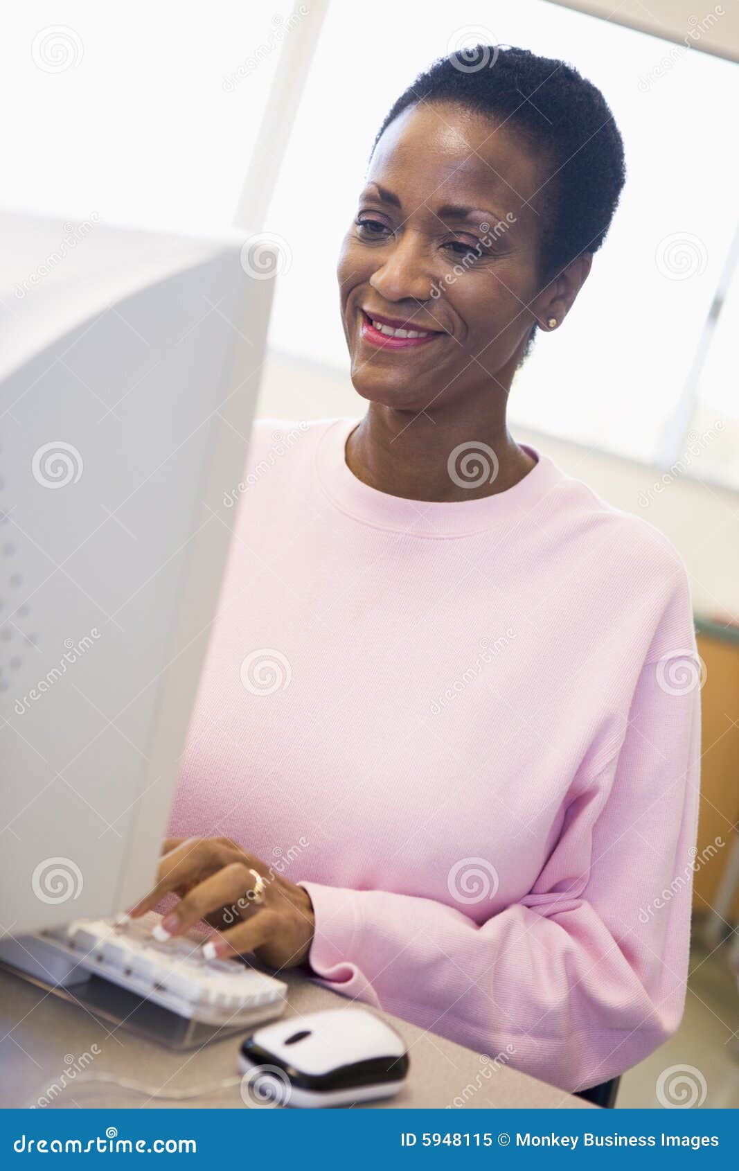 Mature Female Student Learning Computer Skills Stock Image - Image of ...
