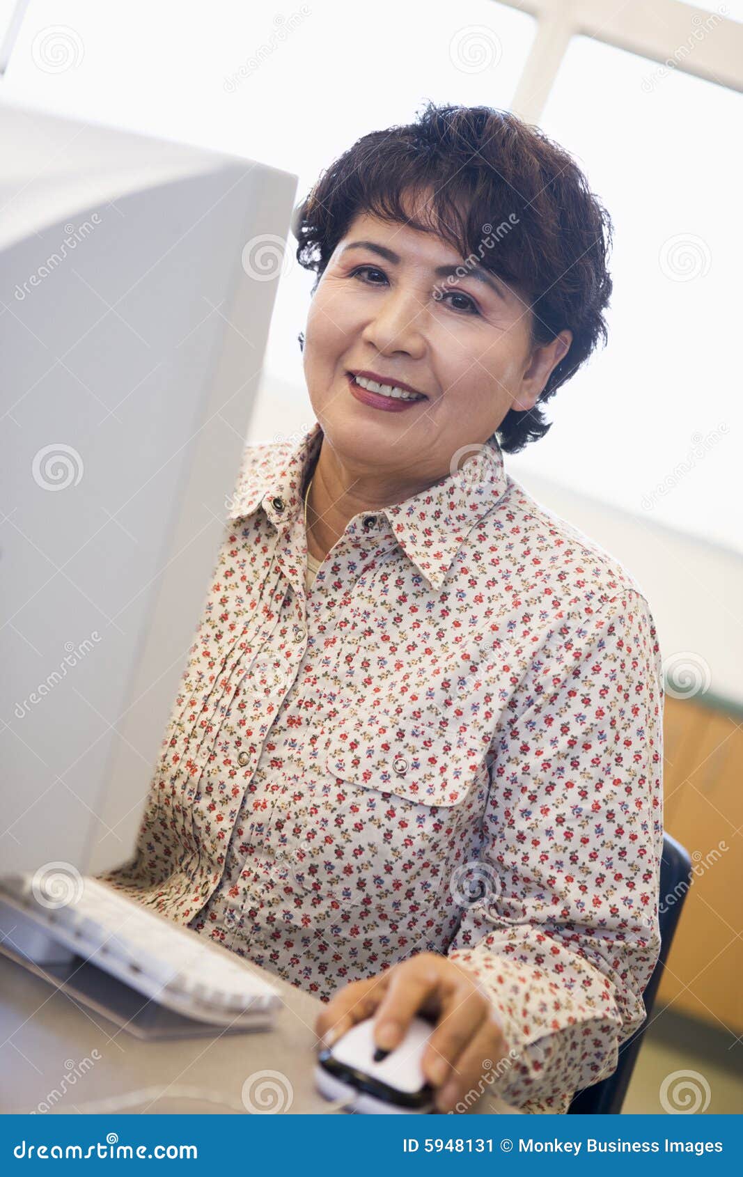 Mature Female Student Learning Computer Skills Stock Image - Image of ...