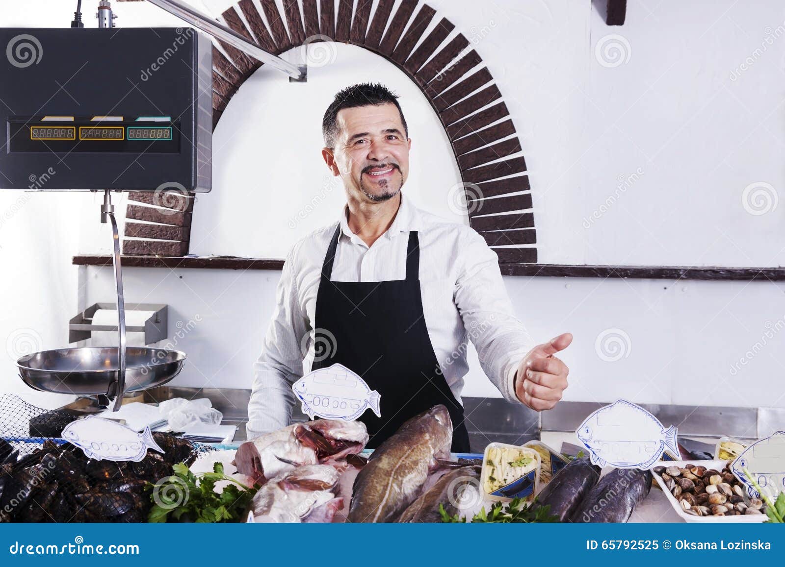 Mature fishmonger stock image. Image of successful, offer - 65792525