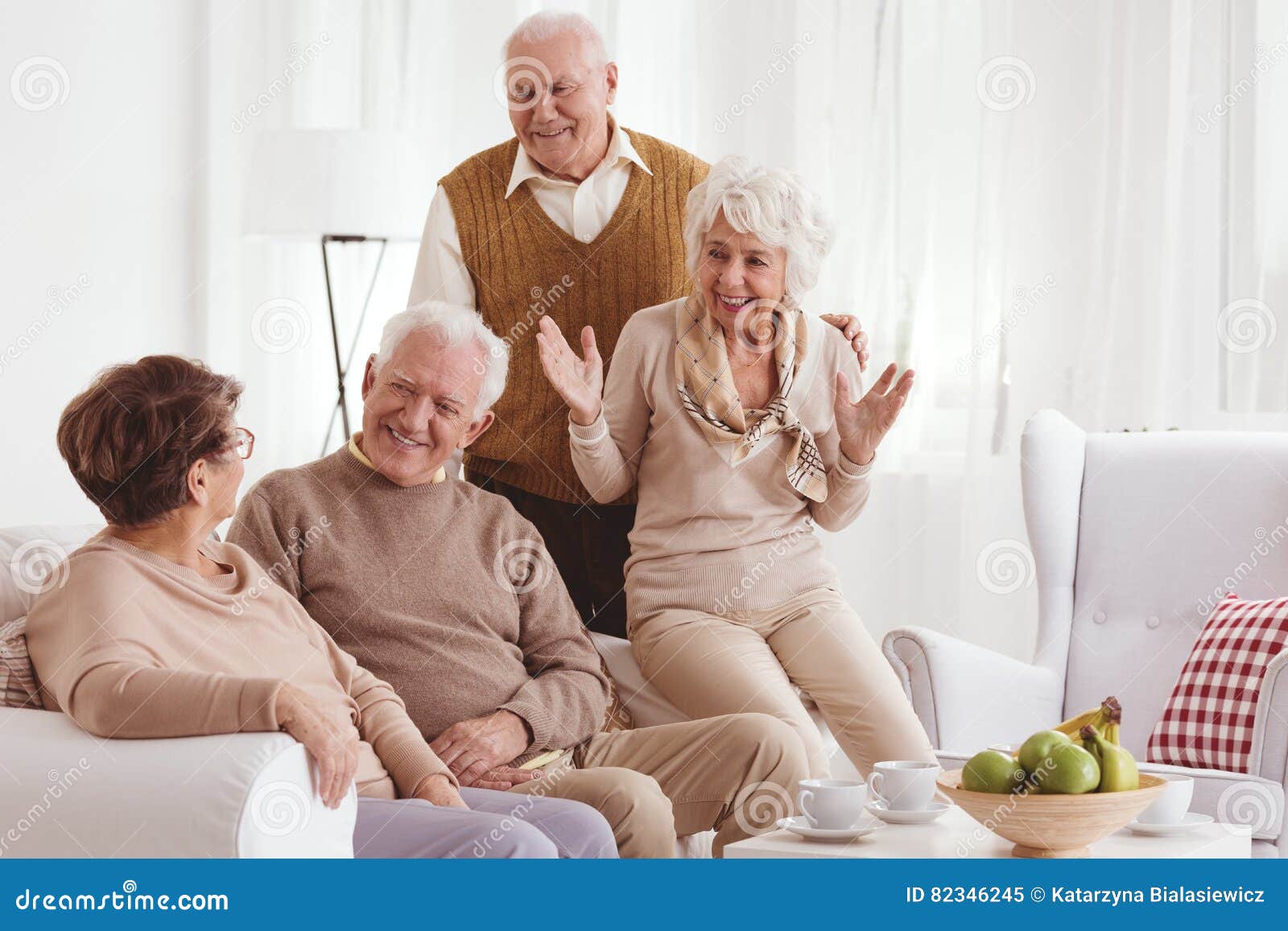 Mature Friends Talking and Smiling Stock Image - Image of pensioner ...