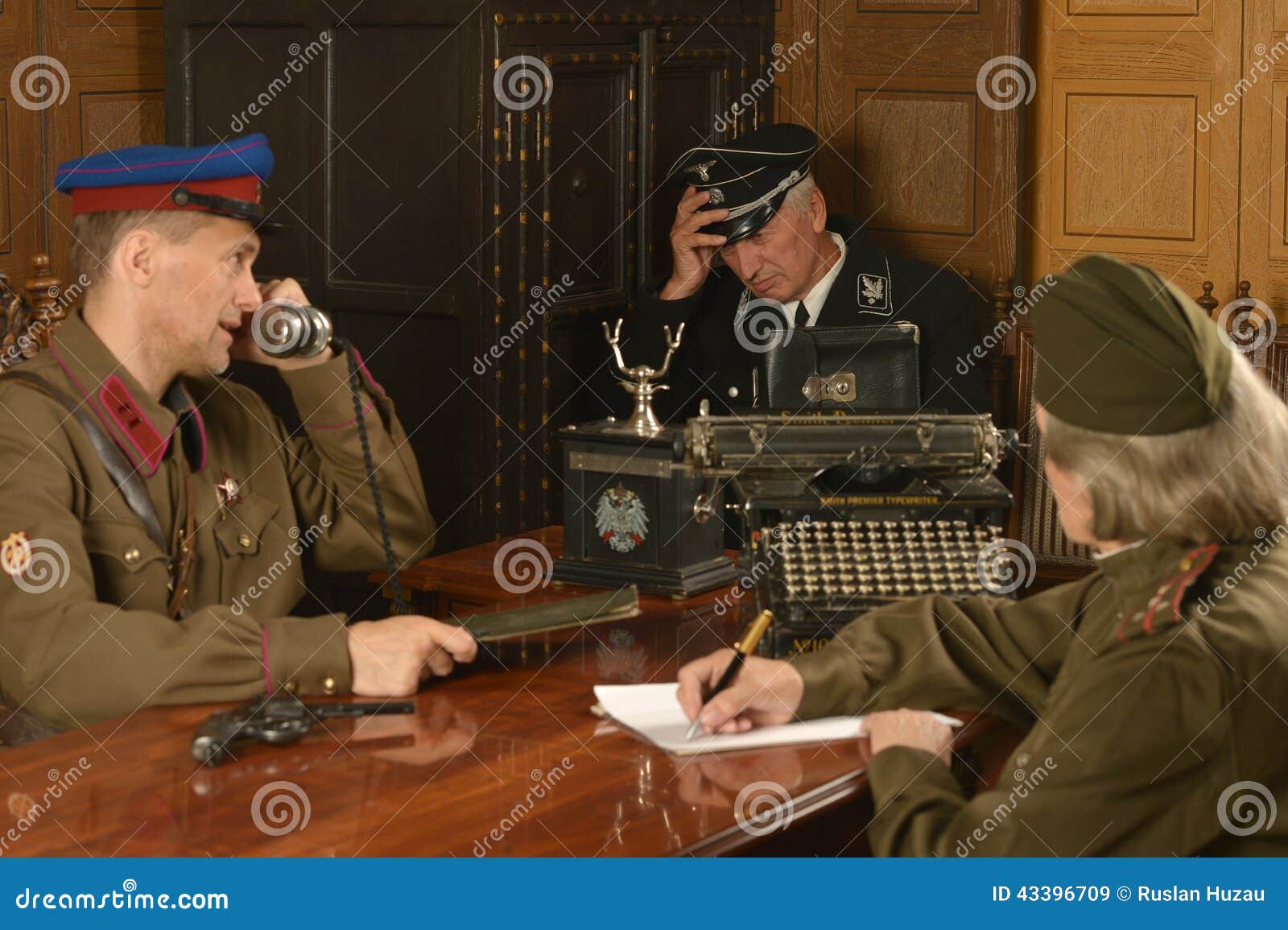 Mature General on the Table with Soldiers Stock Image - Image of rank ...