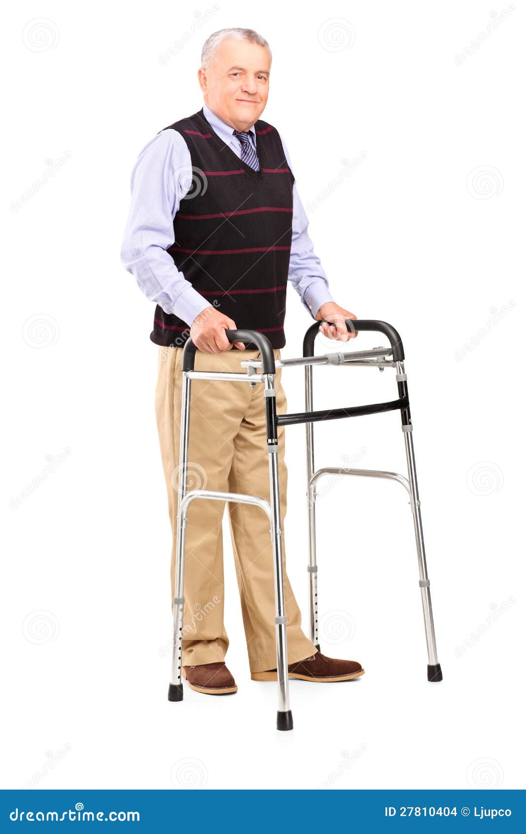 Mature Gentleman Using a Walker Stock Photo - Image of model, elderly ...