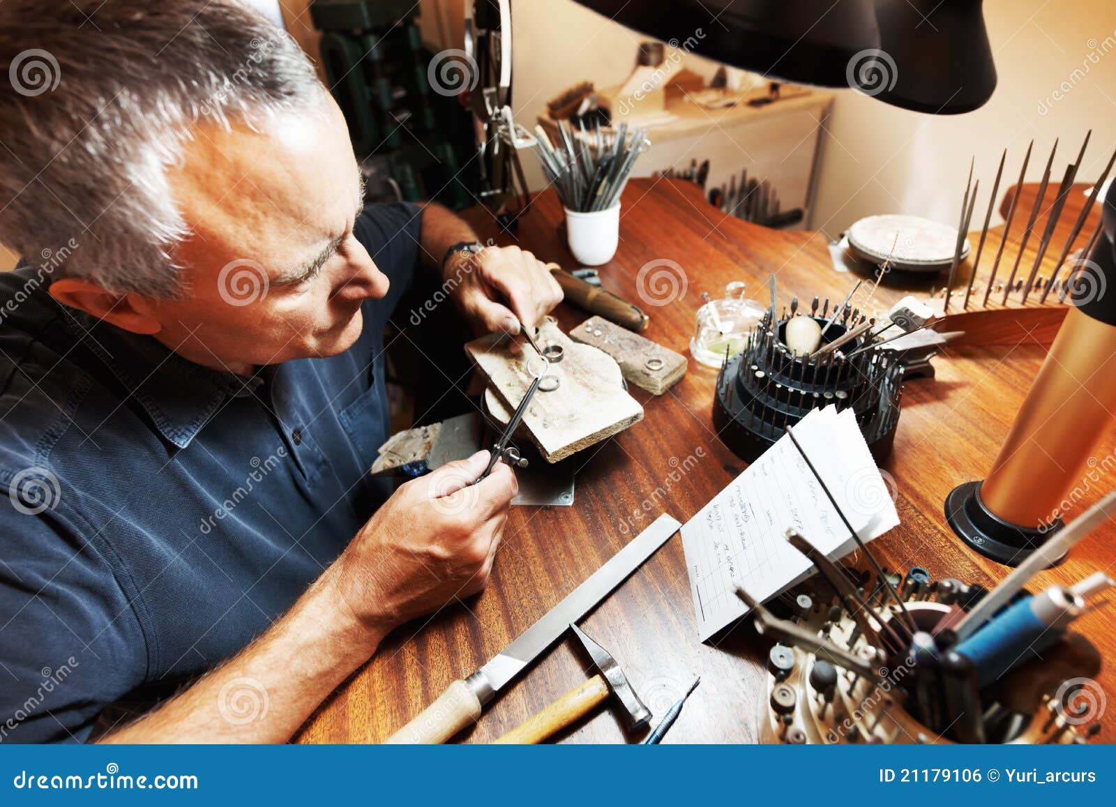 Mature Goldsmith Making a Ring Stock Photo - Image of sitting, chisel ...