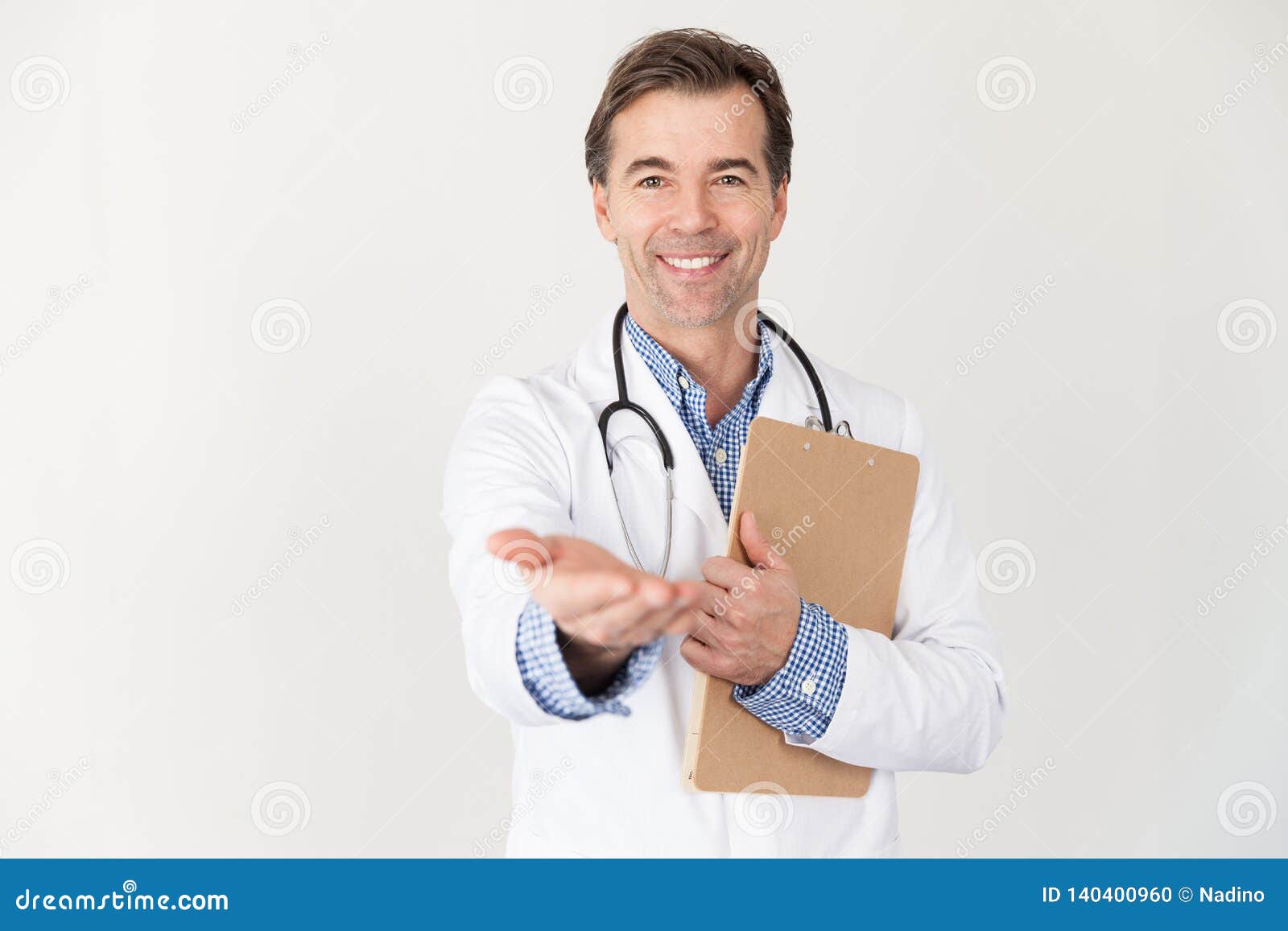 Mature Handsome Doctor Lending Hand Requesting Money for Service Stock ...