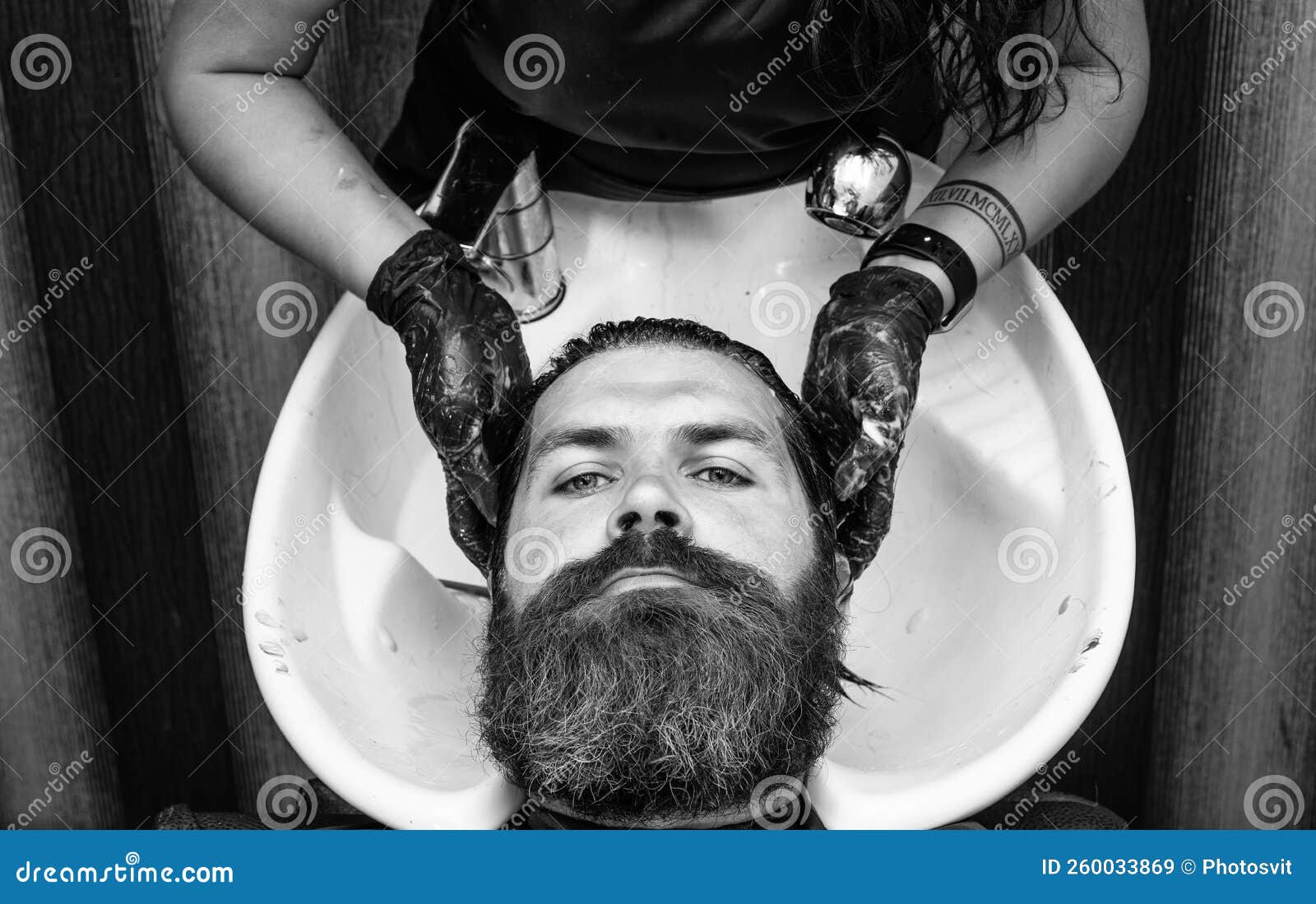 Mature Hipster with Beard and Moustache Care His Hair in Barbershop ... Mature Hipster with Beard and Moustache Care His Hair in Barbershop ...